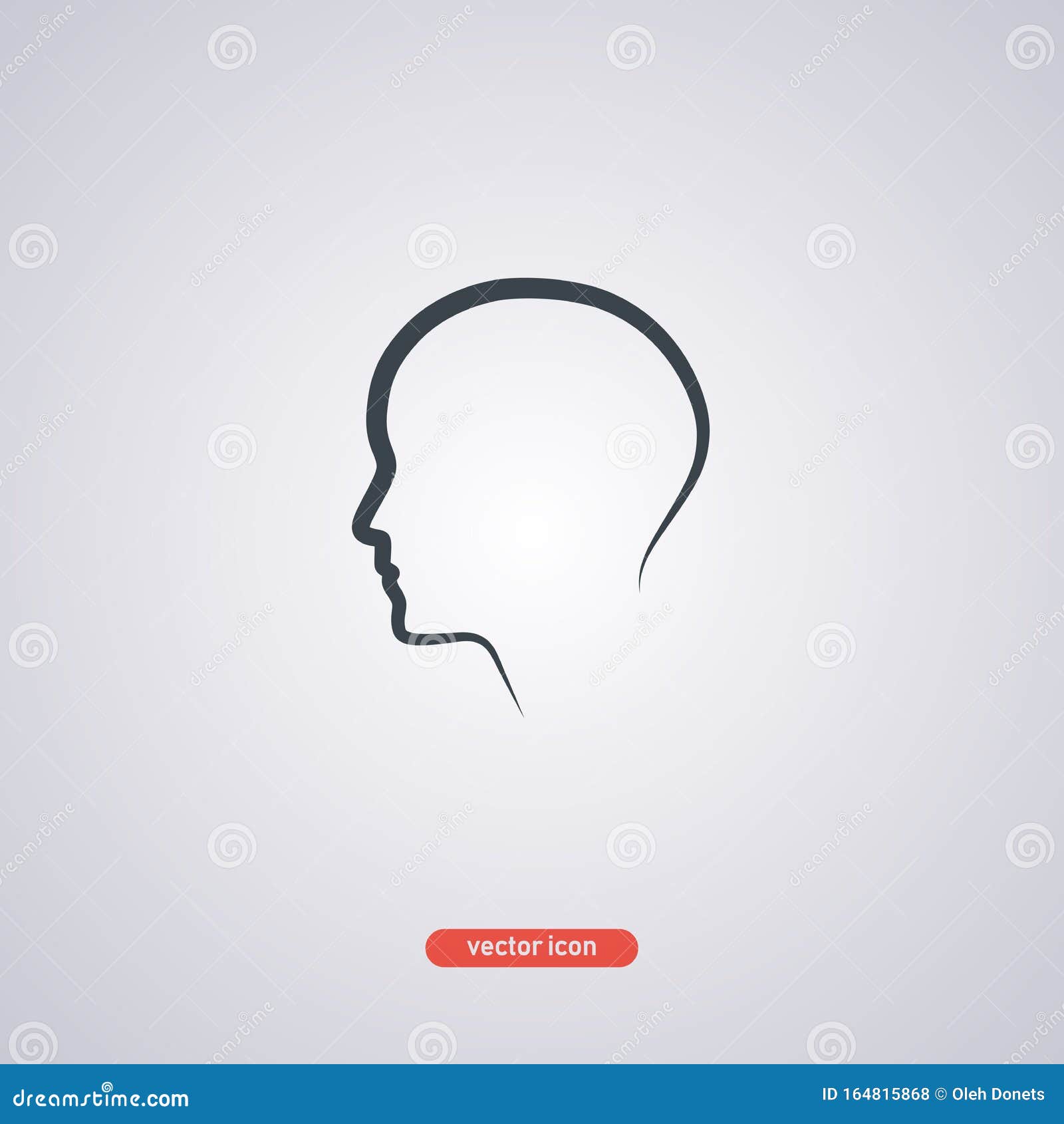 Head Outline Icon Isolated on Gray Background. Minimal Style Line Icon ...