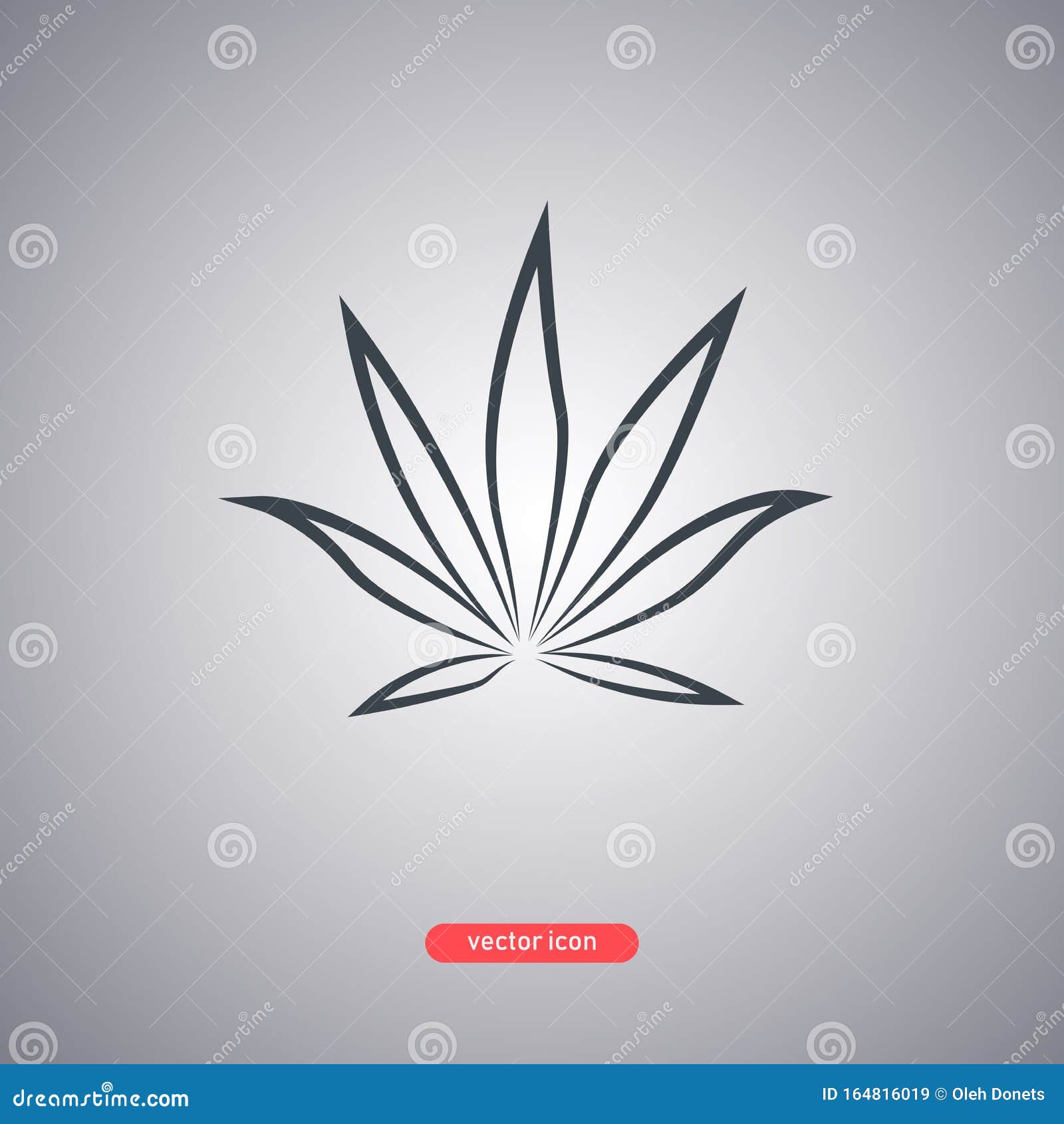Cannabis Icon Isolated on Gray Background. Hemp Symbol. Flat ...