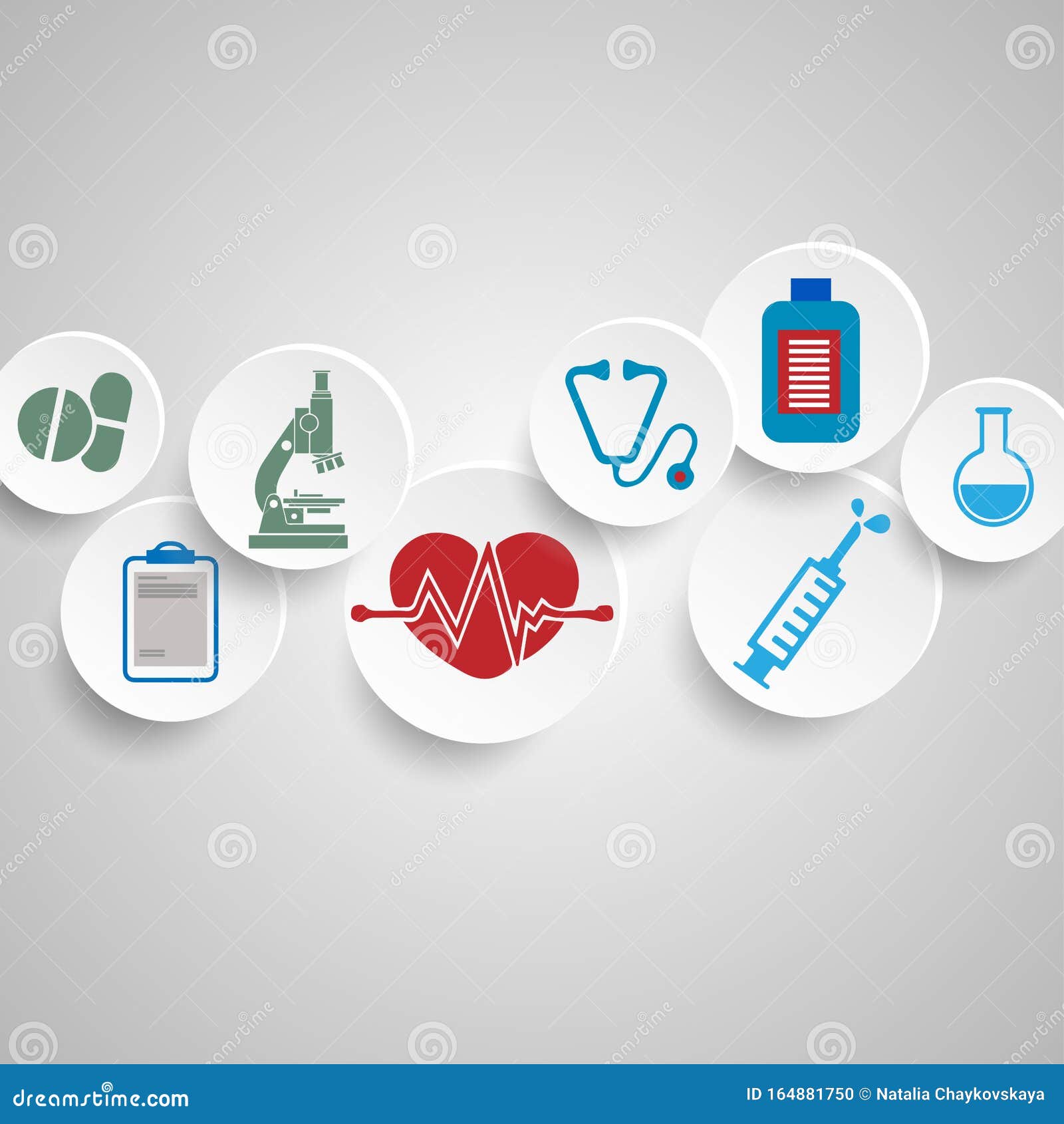 Abstract Medical Background with Flat Icons and Symbols. Round Icons on ...