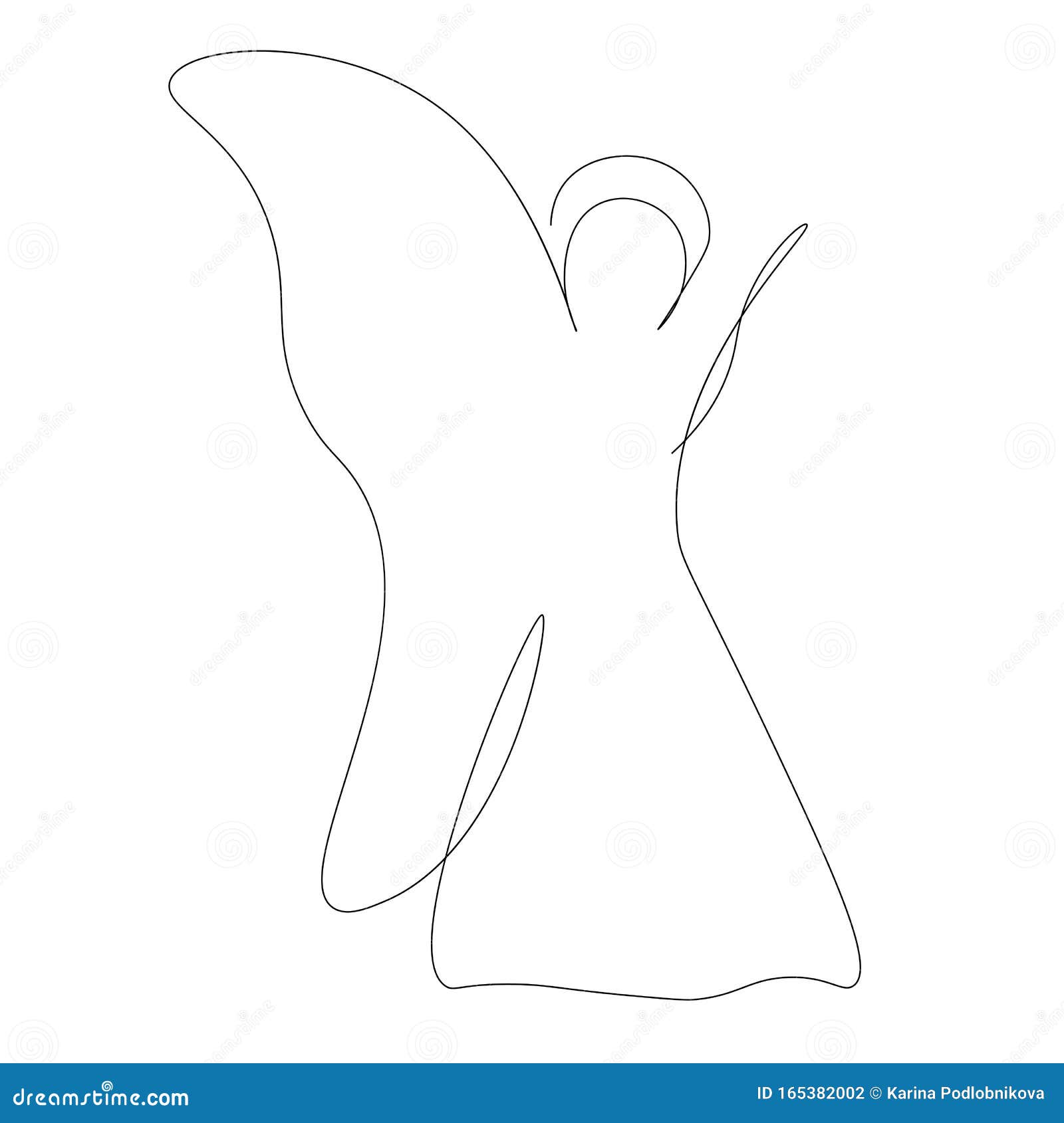 Angel Silhouette Continuous Line Drawing Vector Stock Vector ...