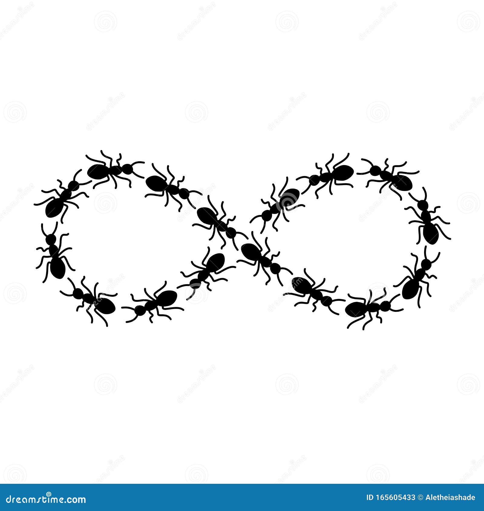 Infinity Ants Tattoo Design Vector Illustration Set. Black And White ...
