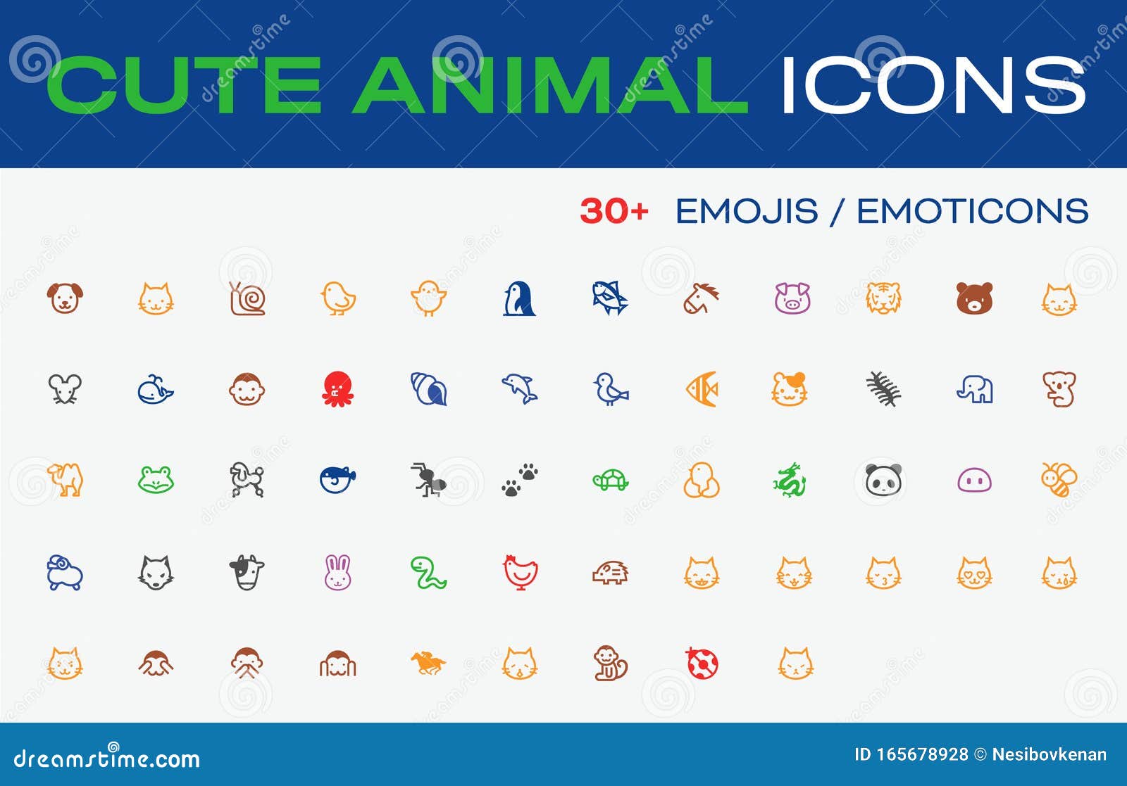 Isolated Cute Animal Vector Emojis, Emoticons Stock Vector ...