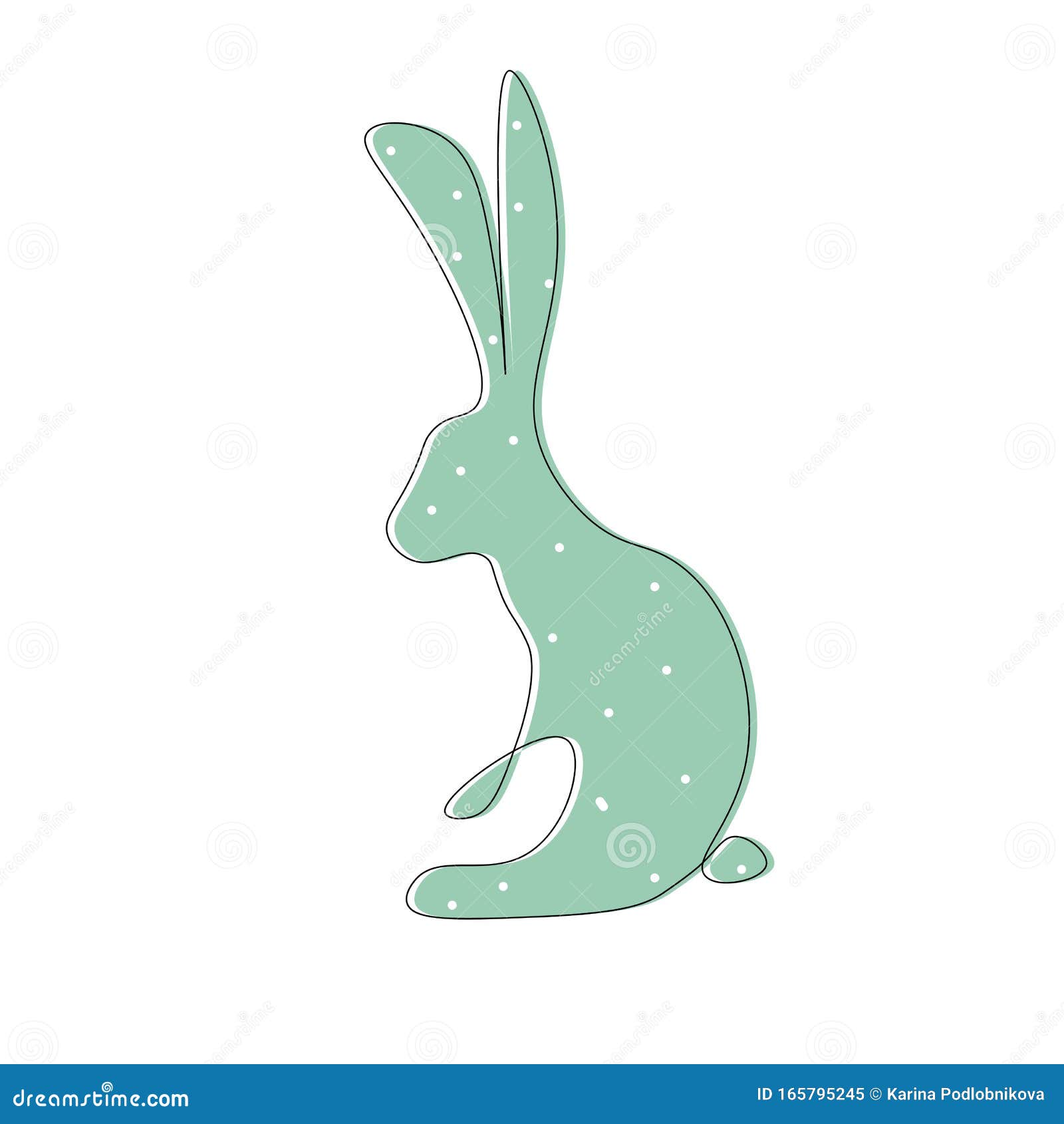 Bunny Isolated on White Background One Line Drawing, Vector Stock ...