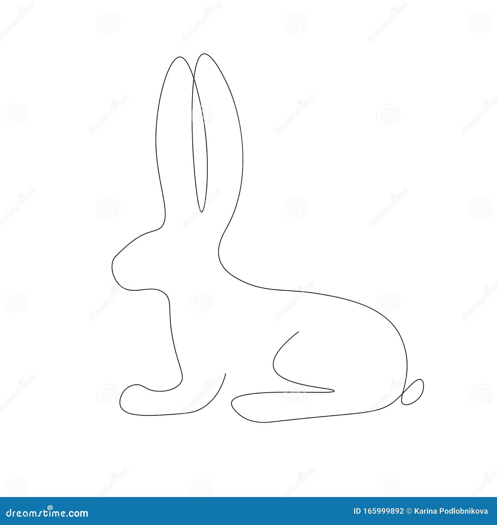 Bunny Isolated on White Background One Line Drawing, Vector Stock ...
