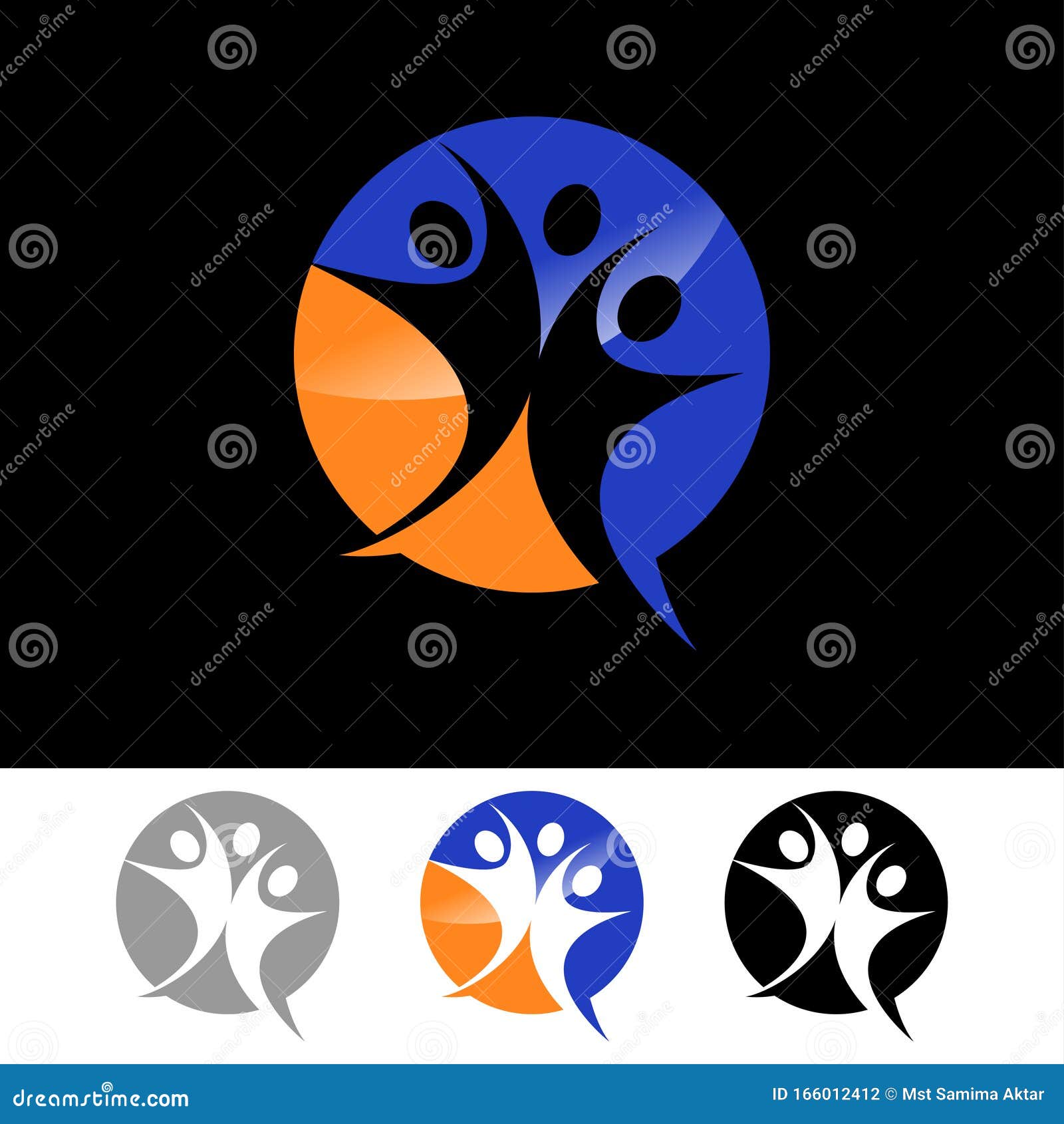 Colorful Abstract Happy Winners People Logo Design Illustration Stock ...