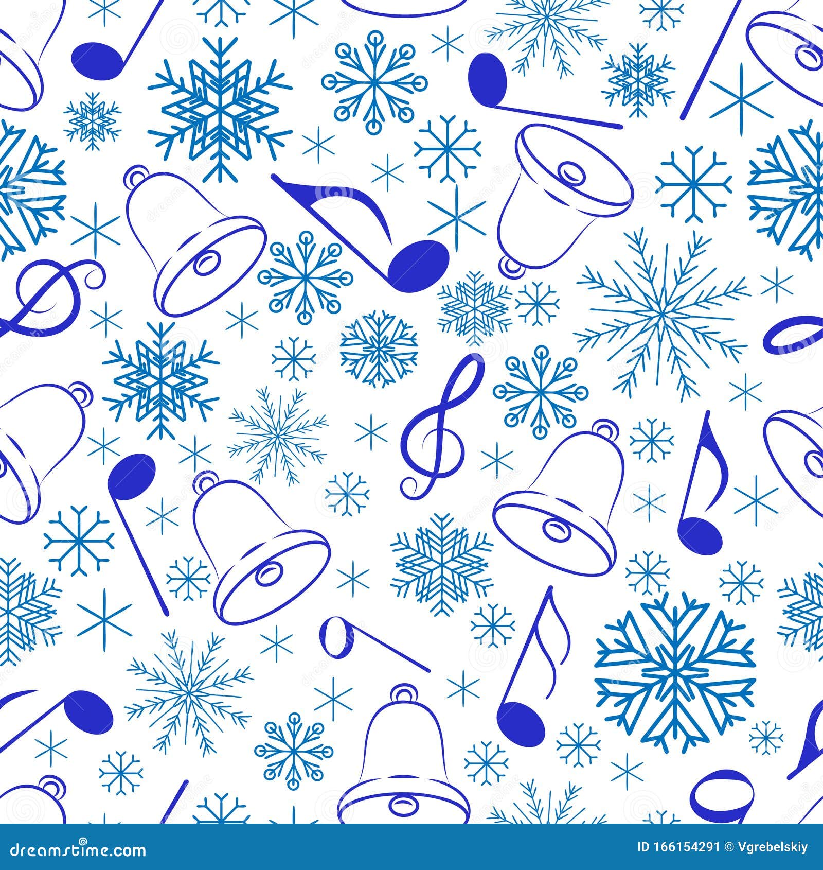 Snowflakes, Bells and Music Notes. Seamless Pattern Stock Vector ...