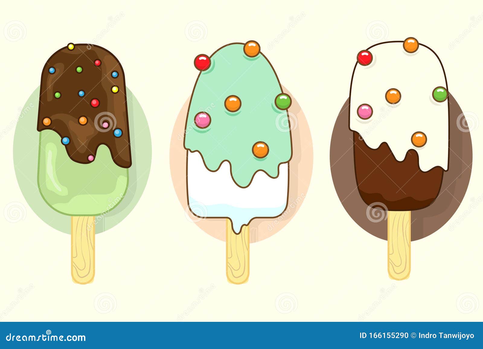 Three Ice Cream, Flat Design Vector Stock Vector - Illustration of ...