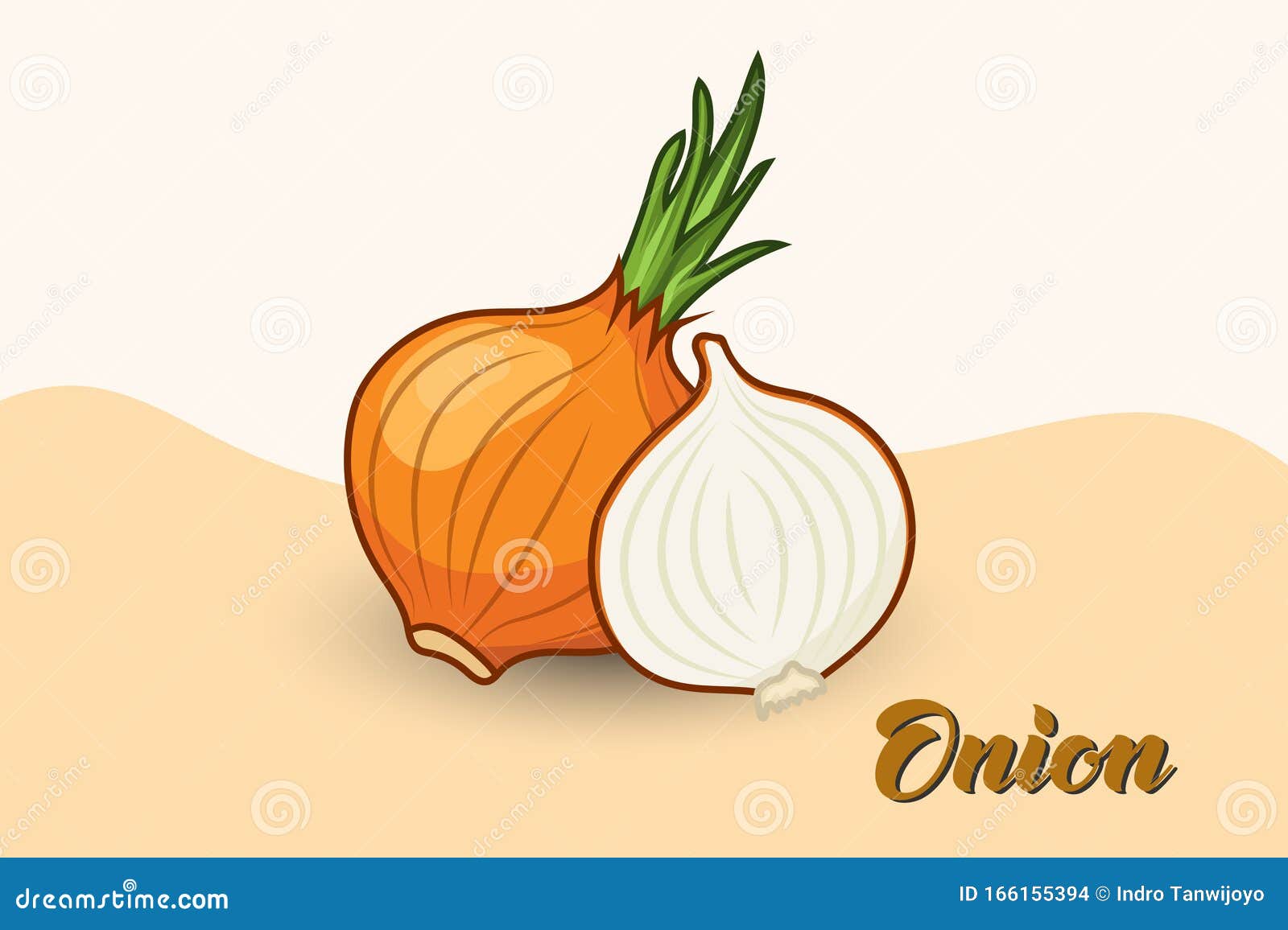 Two Onions, One Sliced, Flat Design Stock Vector - Illustration of bulb ...