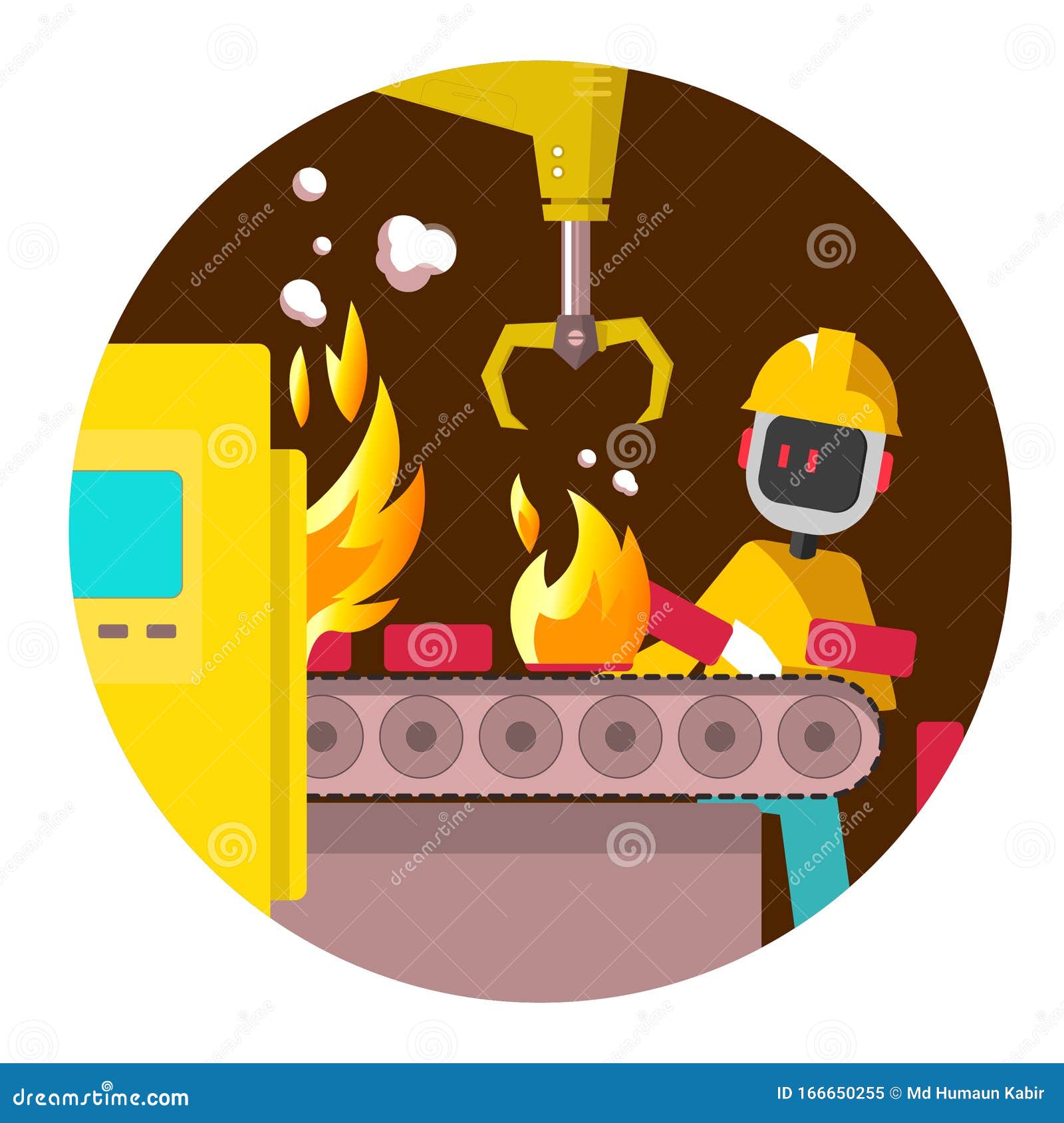 A Robot is Feared about the Accident in an Industry Stock Vector ...