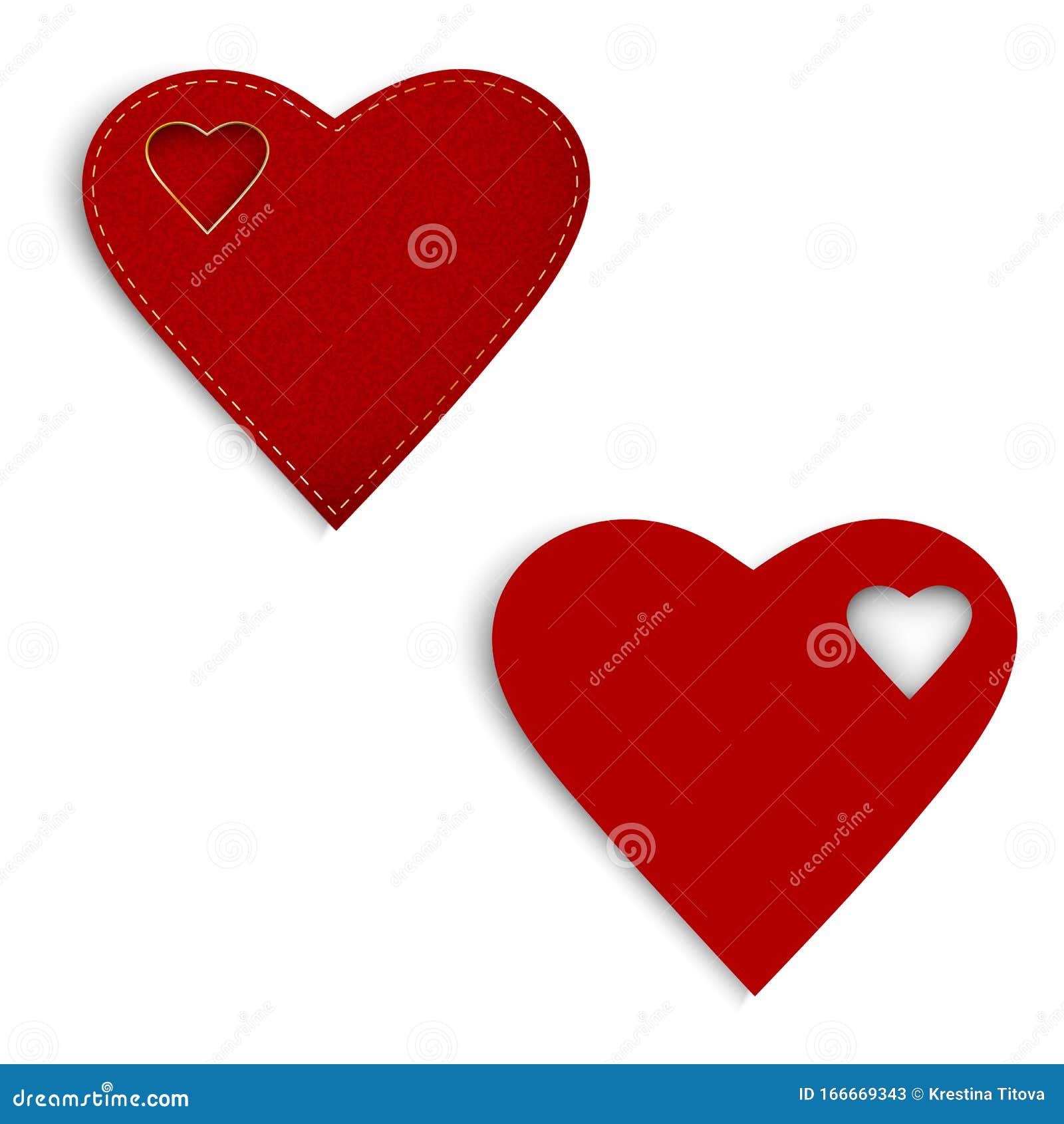 Two Red Creative Hearts on a White Background Stock Vector ...