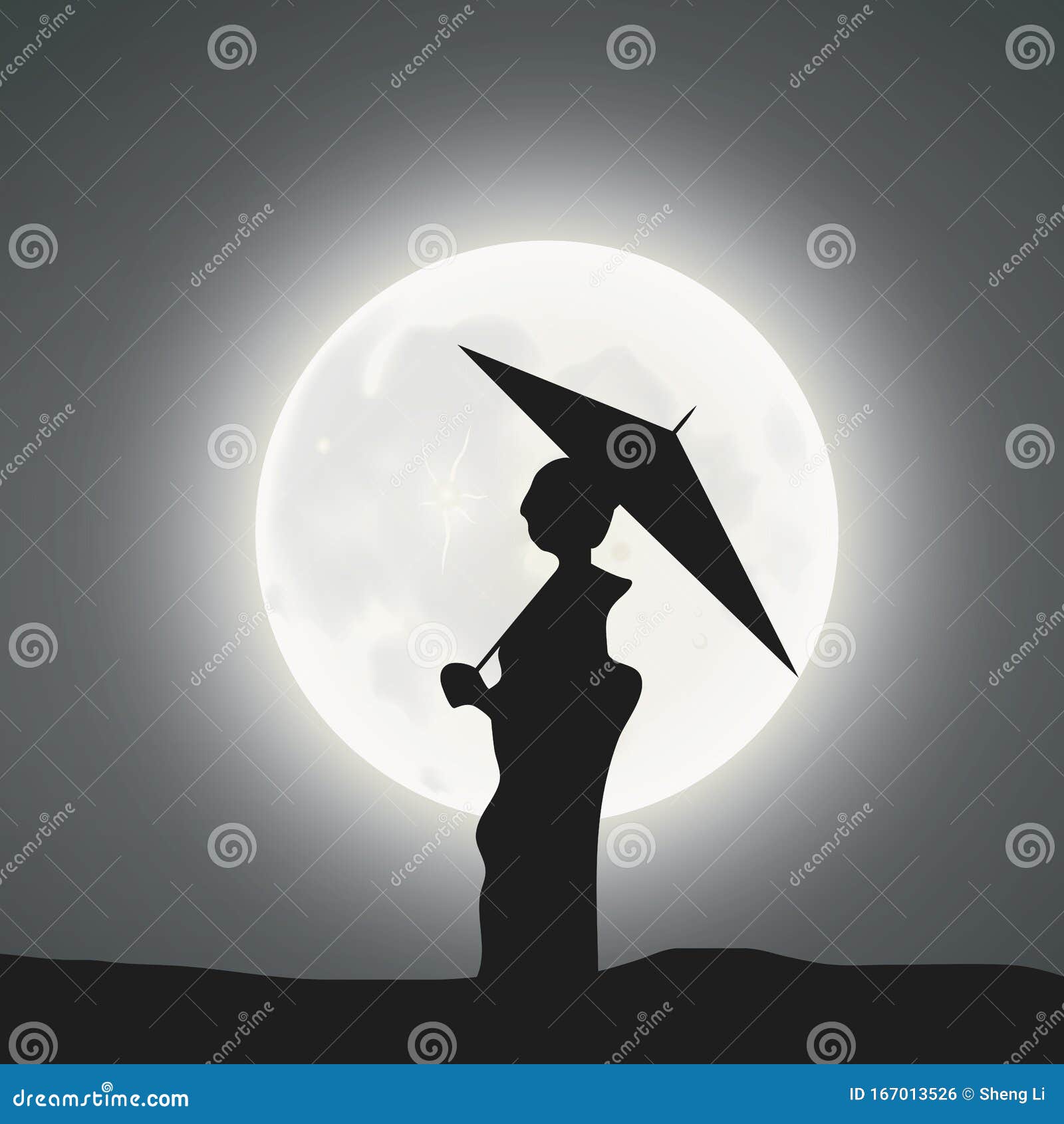 Japanese Lady, Under the Moonlight Stock Vector - Illustration of ...