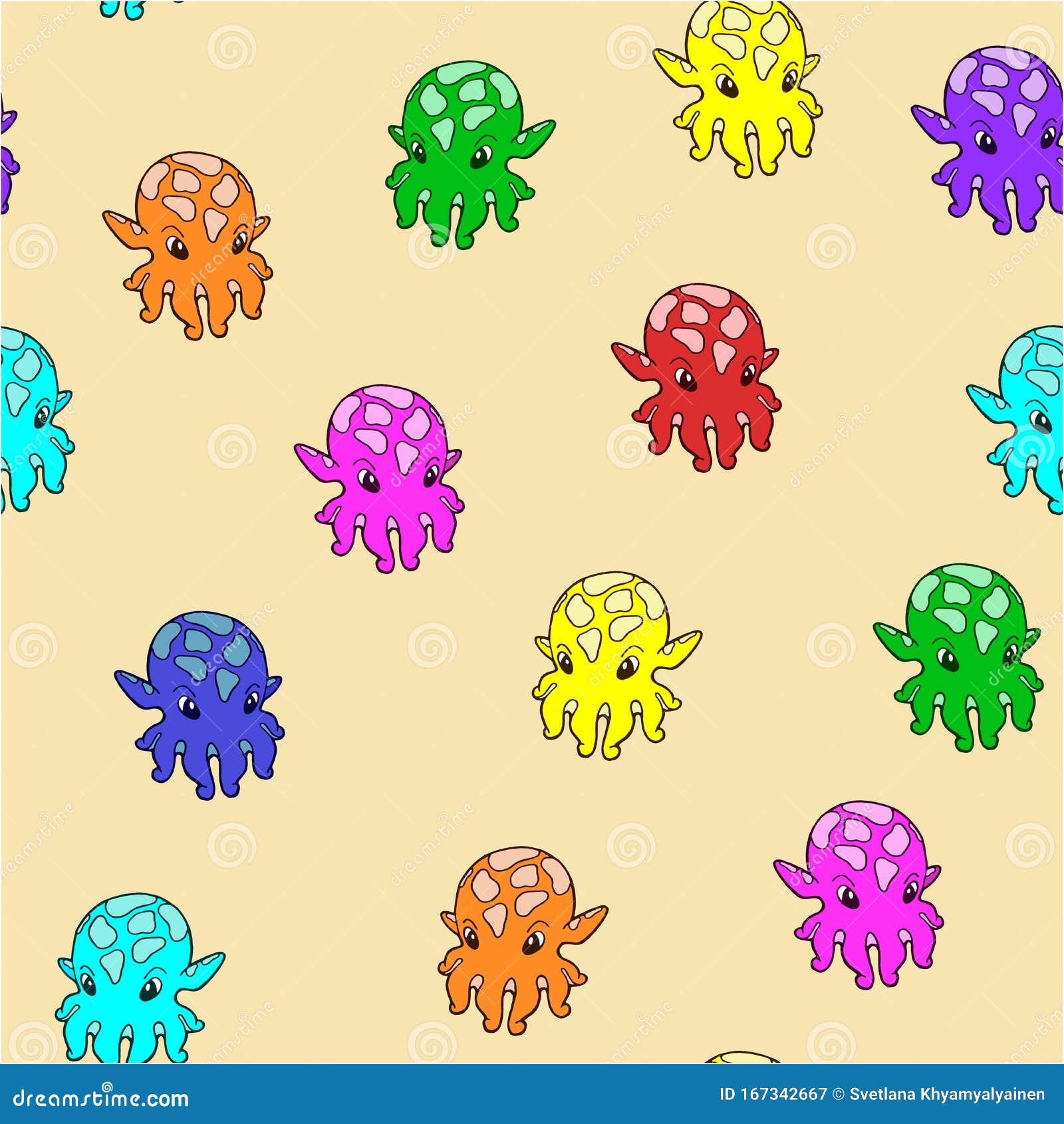Seamless Pattern. Colored Octopuses. Bright Print for Baby Products ...