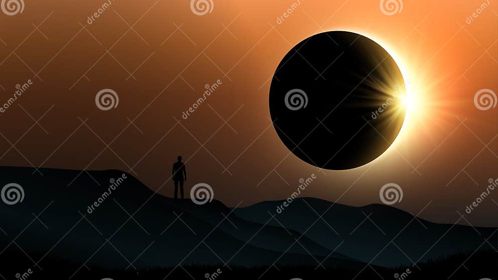 Man Looking at Solar Eclipse Stock Vector - Illustration of ...