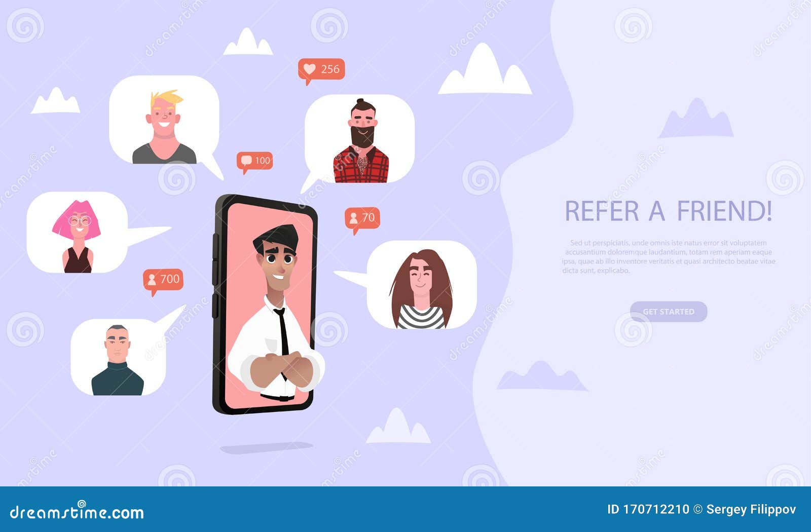 Refer a Friend Concept Illustration Stock Vector - Illustration of earn ...