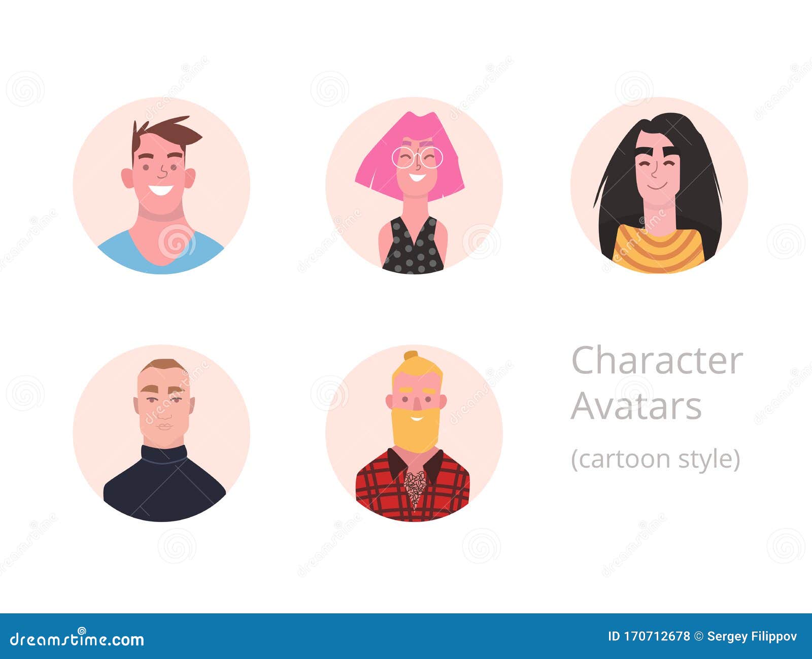 Cartoon Character Avatars in Flat Modern Style Stock Illustration ...