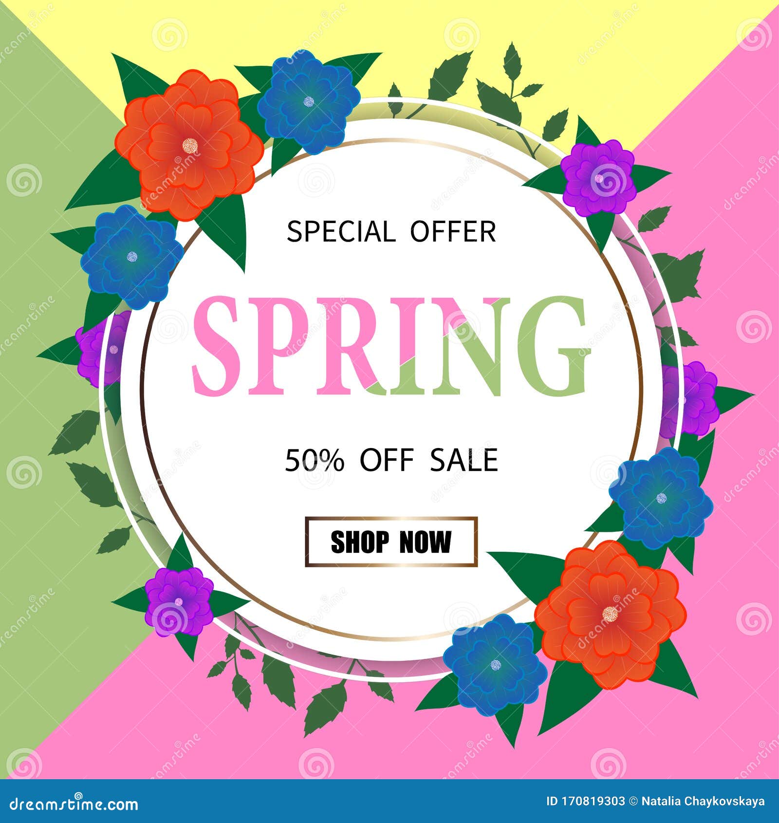 Spring Sale Background with a Beautiful Colorful Flower. Stock ...