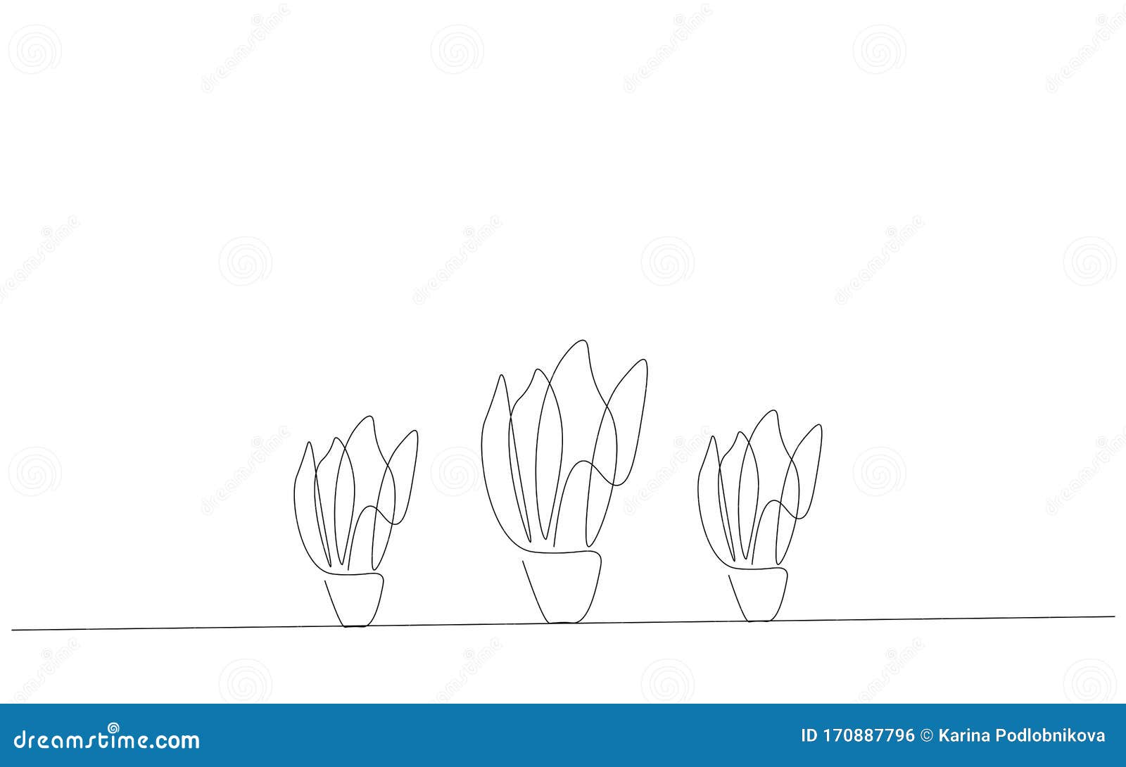 Plant Flower in Pot Line Drawing, Vector Illustration Stock Vector ...