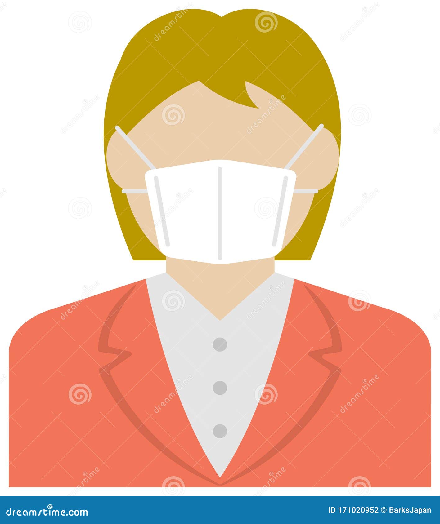 Faceless Business Person Female / Upper Body Wearing a Mask Vector ...