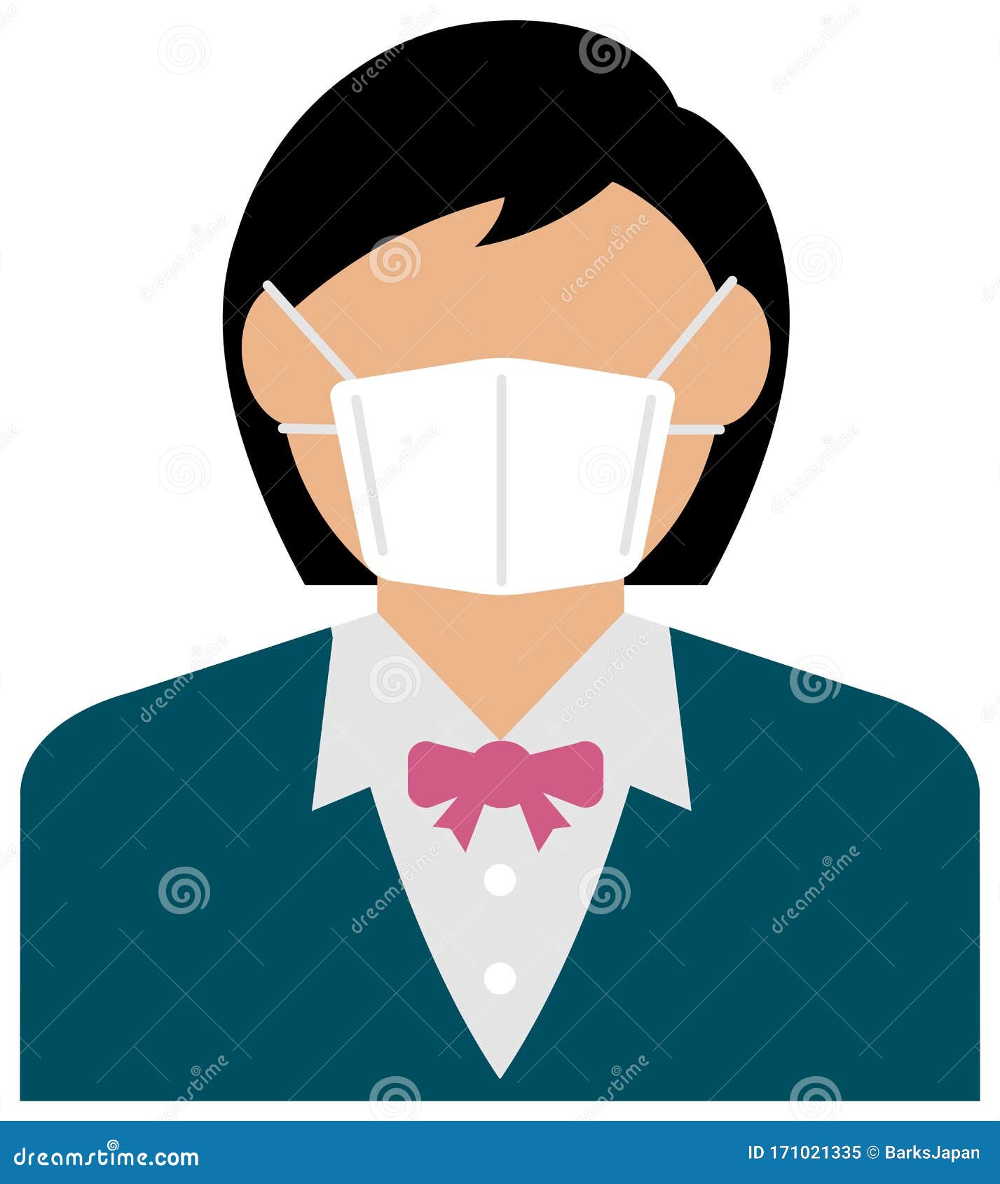 Faceless Business Person Female / Upper Body Wearing a Mask Vector ...