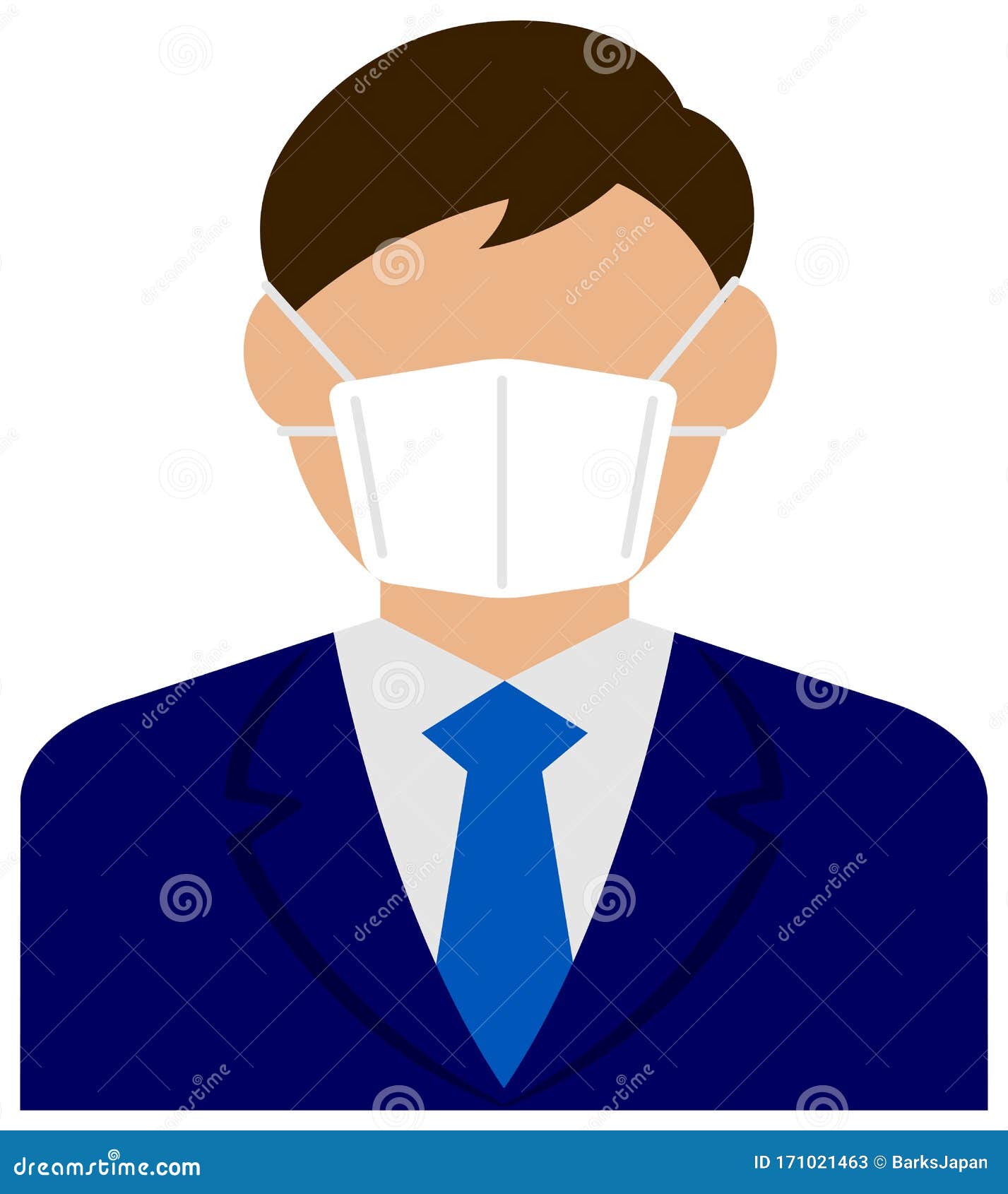 Faceless Asian Business Person Male / Upper Body Wearing a Mask Vector ...