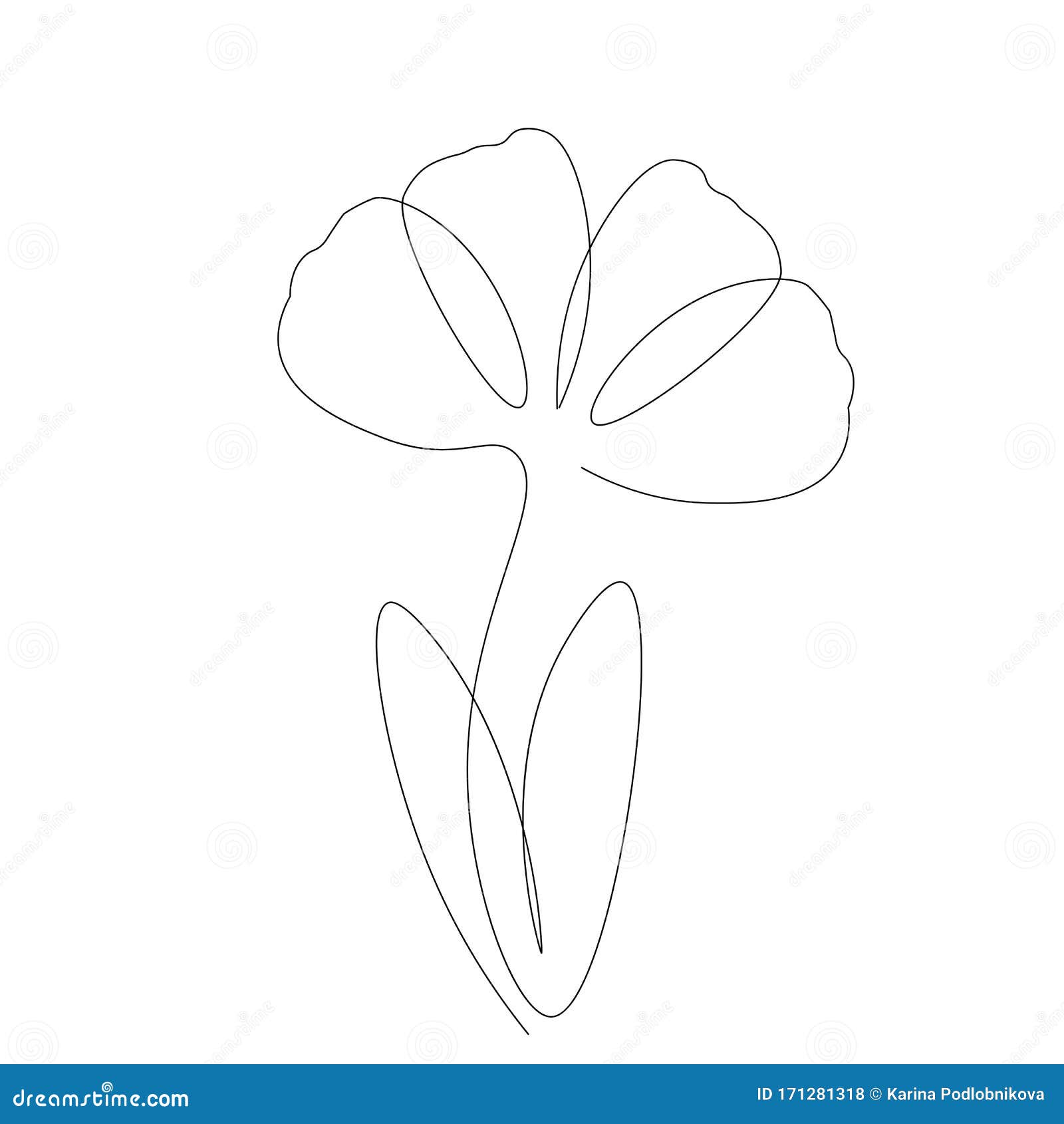 Spring Flower Line Drawing, Vector Illustration Stock Vector ...