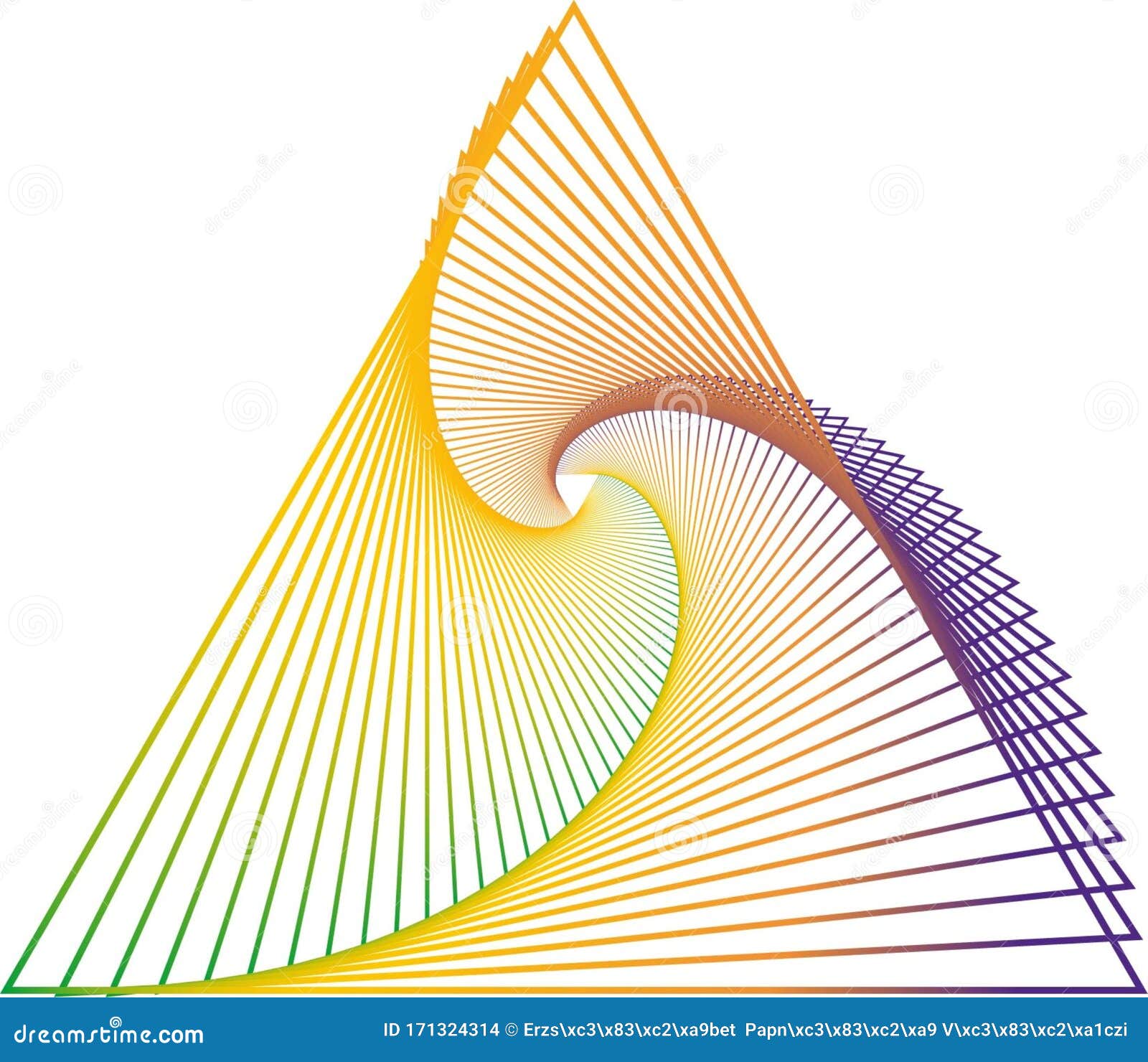 Abstract Triangular Shape of Colored Lines in Spiral Shape. Stock ...