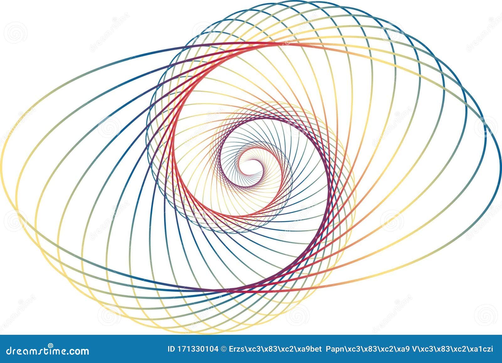 Abstract Ellipse Form of Colored Lines in a Spiral Shape. Stock ...