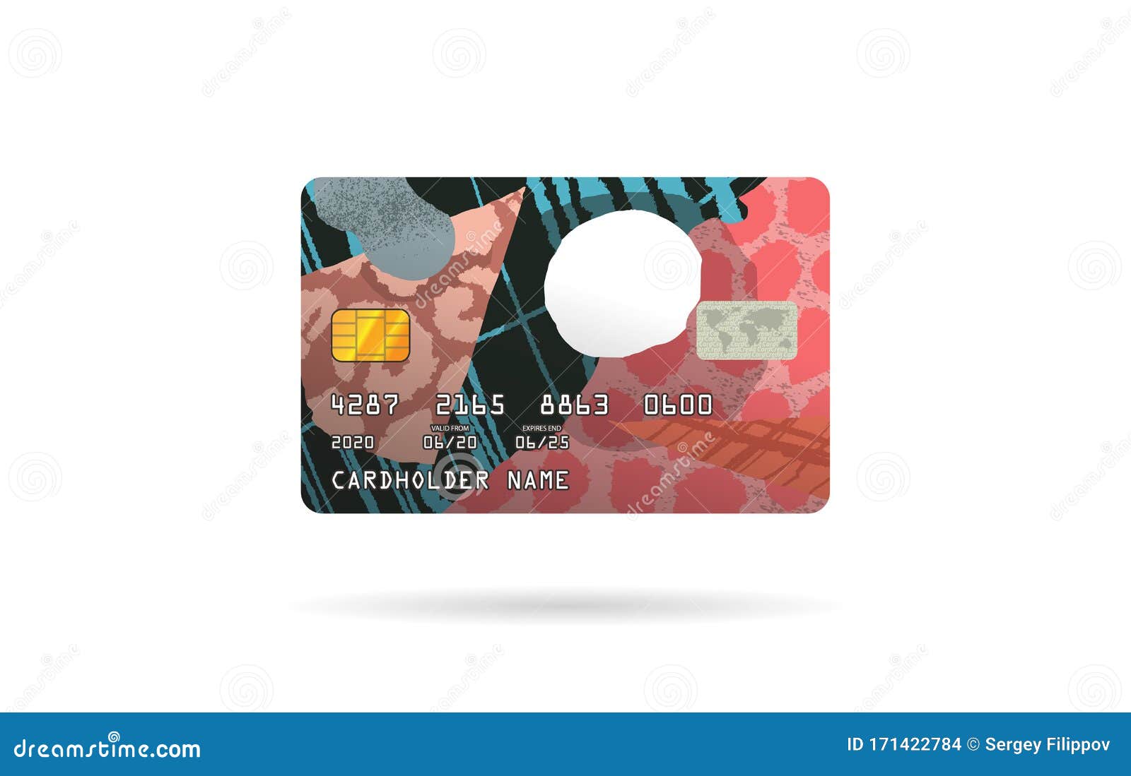 Credit Card Design Cartoon Colorful Abstract Isolated on White ...