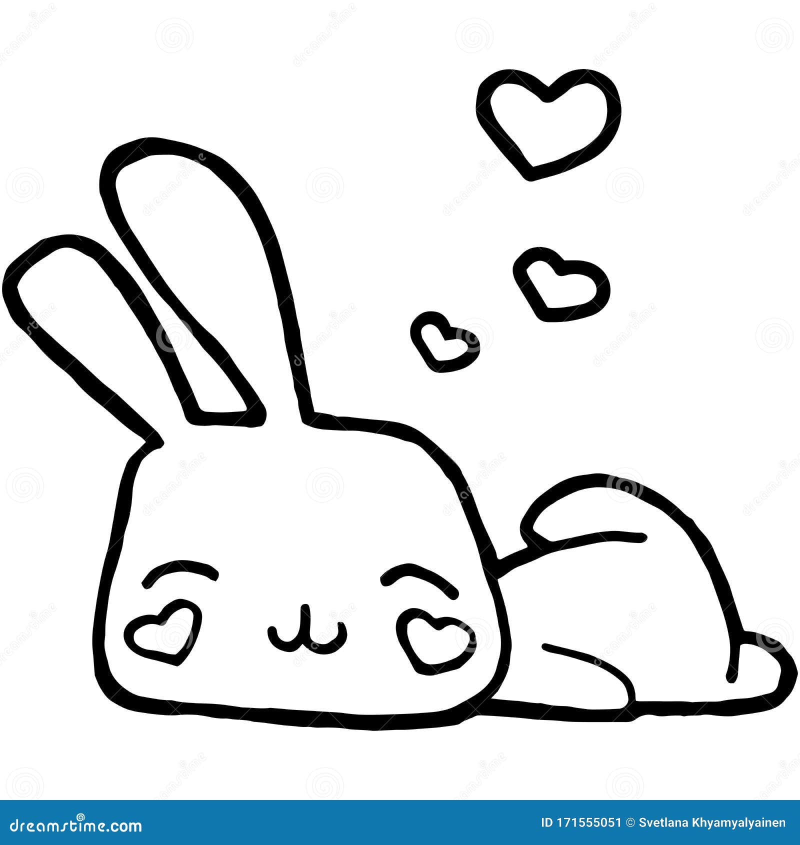 Hand Drawing Illustration. Rabbit in Love Stock Illustration ...