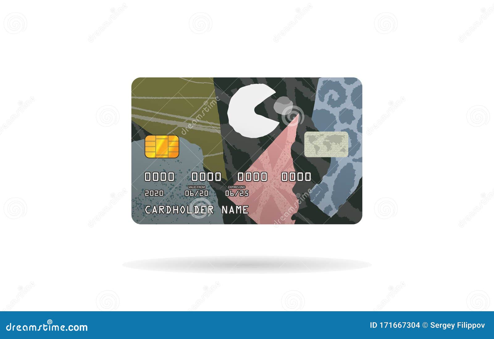 Credit Card Design Cartoon Colorful Abstract Isolated on White ...