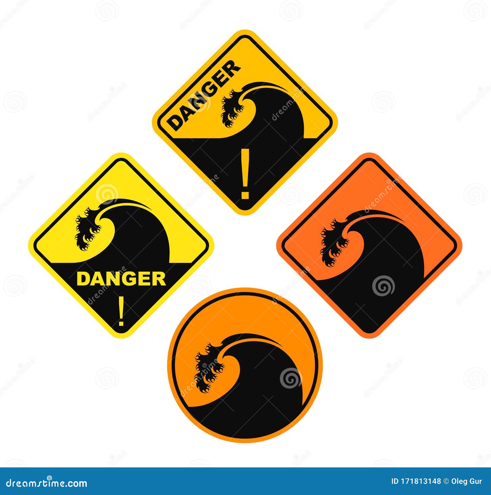 Wave Danger Sign. Isolated Wave on White Background Stock Vector ...