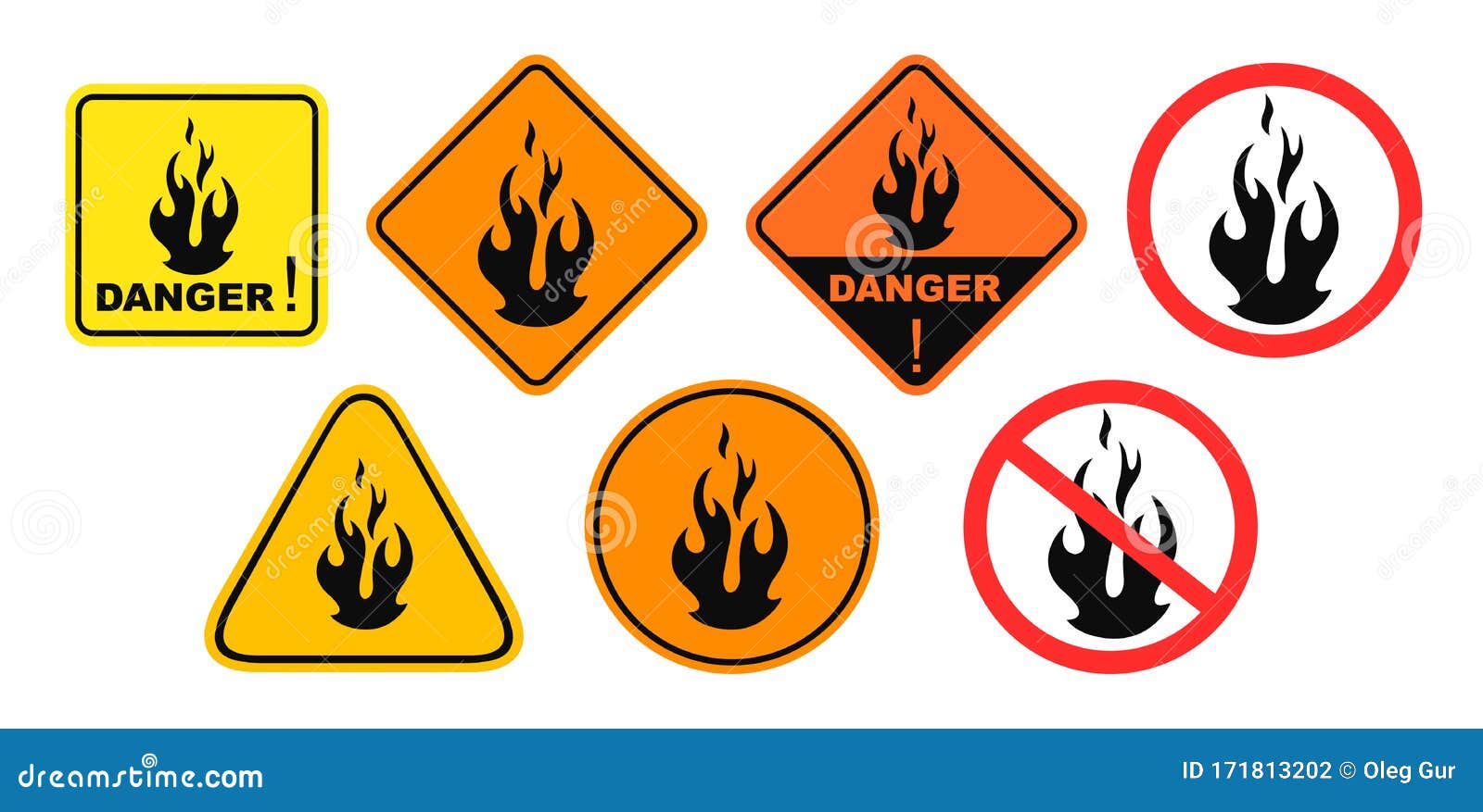Fire Danger Sign. Isolated Fire on White Background Stock Vector ...