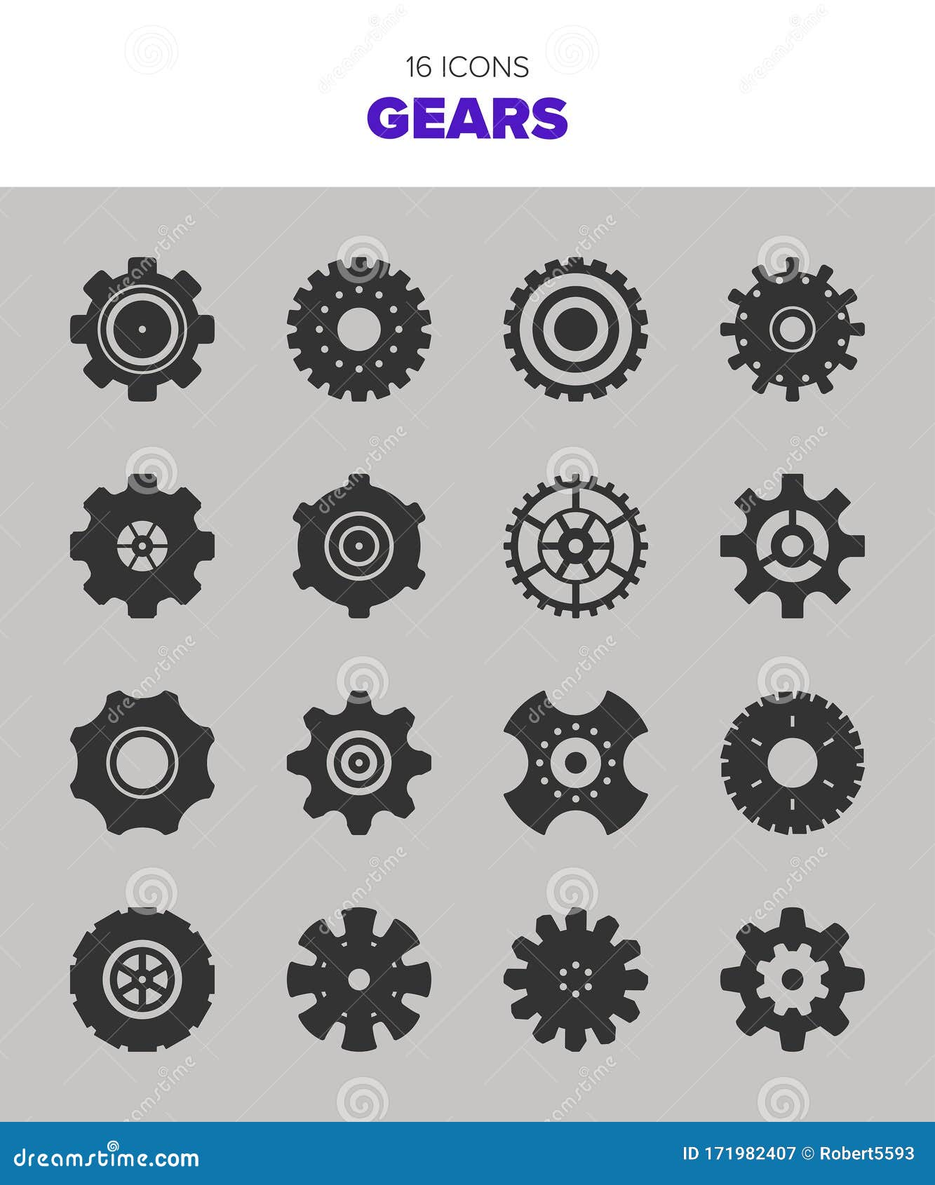 Collection of Vector Gears in Flat Design Stock Vector - Illustration ...