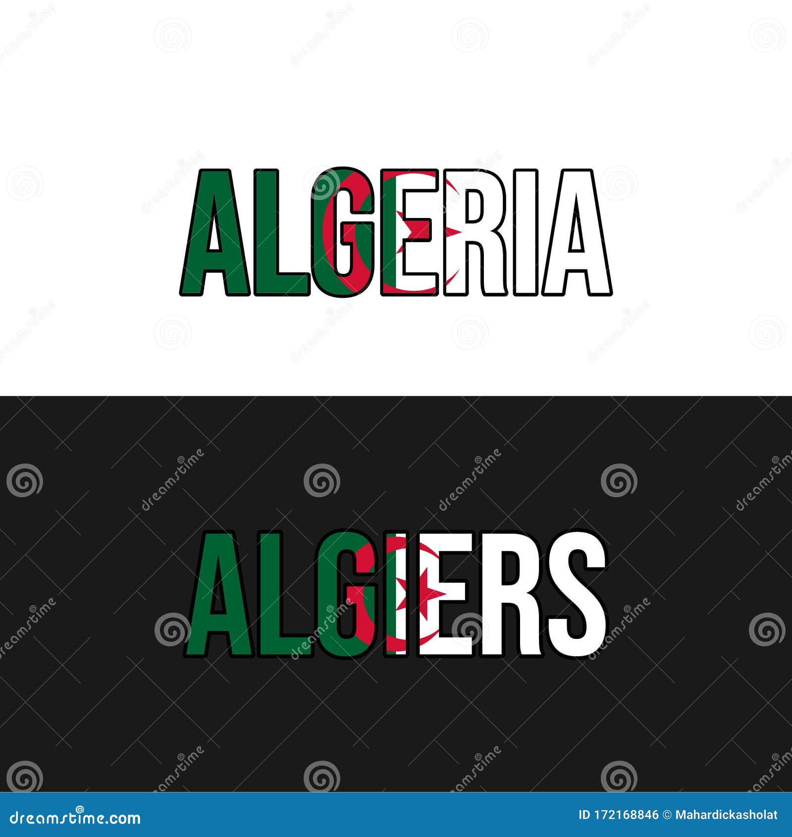 Algeria Lettering Design. World Vector. Flag Country Design. Identity ...