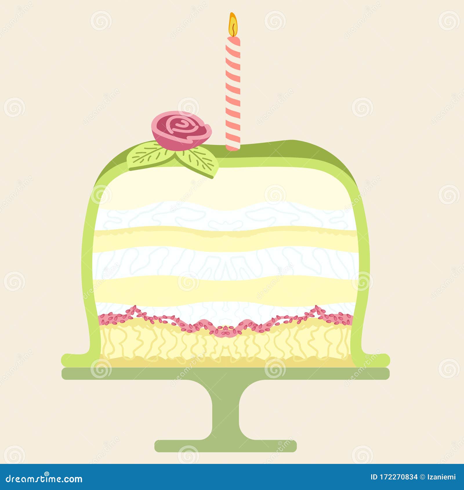 Cute Marzipan Covered Birthday Cake Stock Vector - Illustration of flat ...