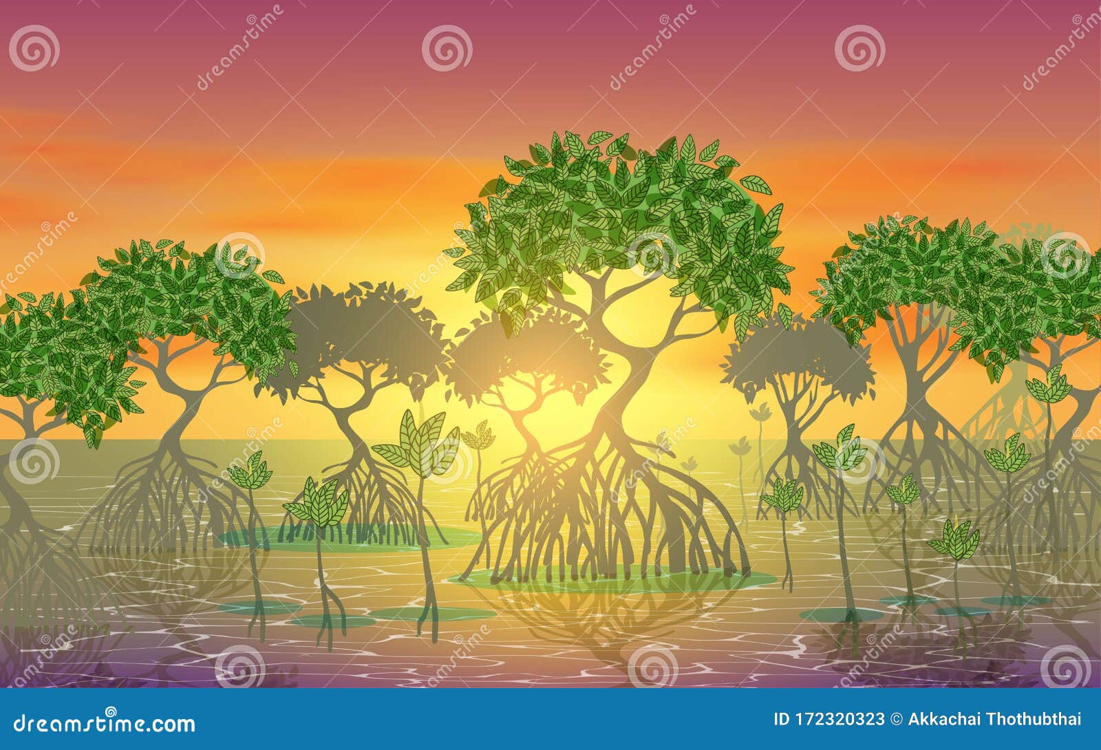 View of sun in the morning stock vector. Illustration of green - 172320323