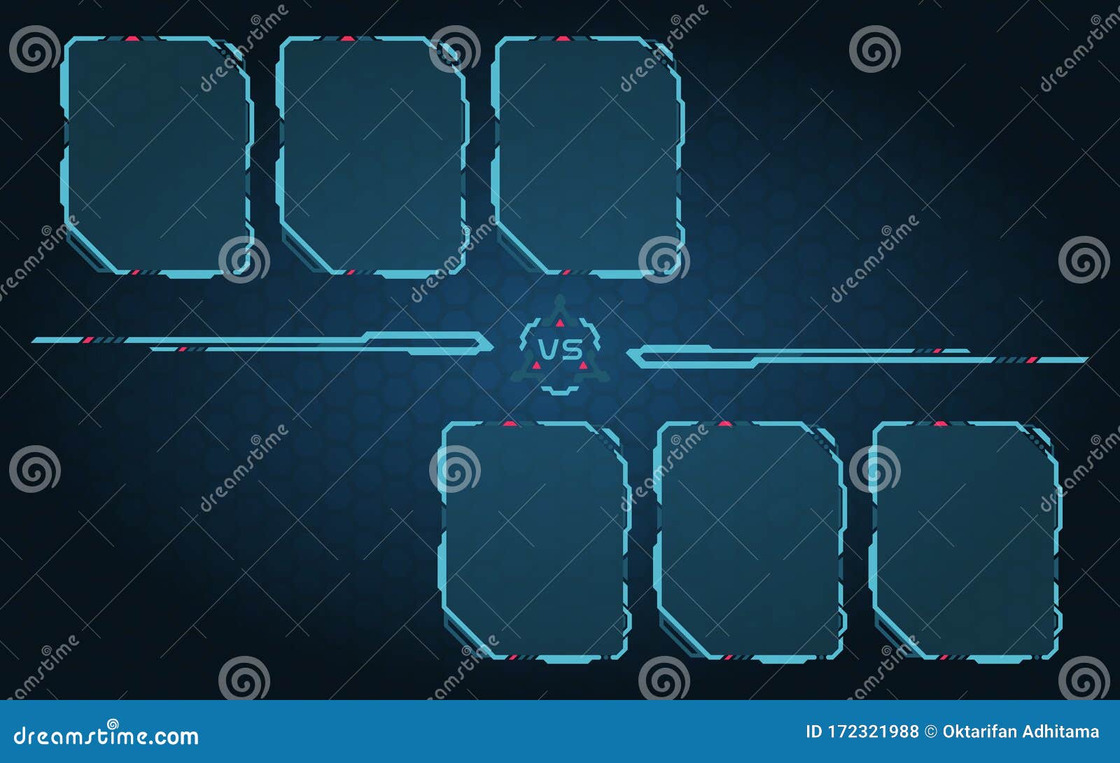 Versus Screen 3vs3 Player with Blue Hud Border Design Stock Vector ...