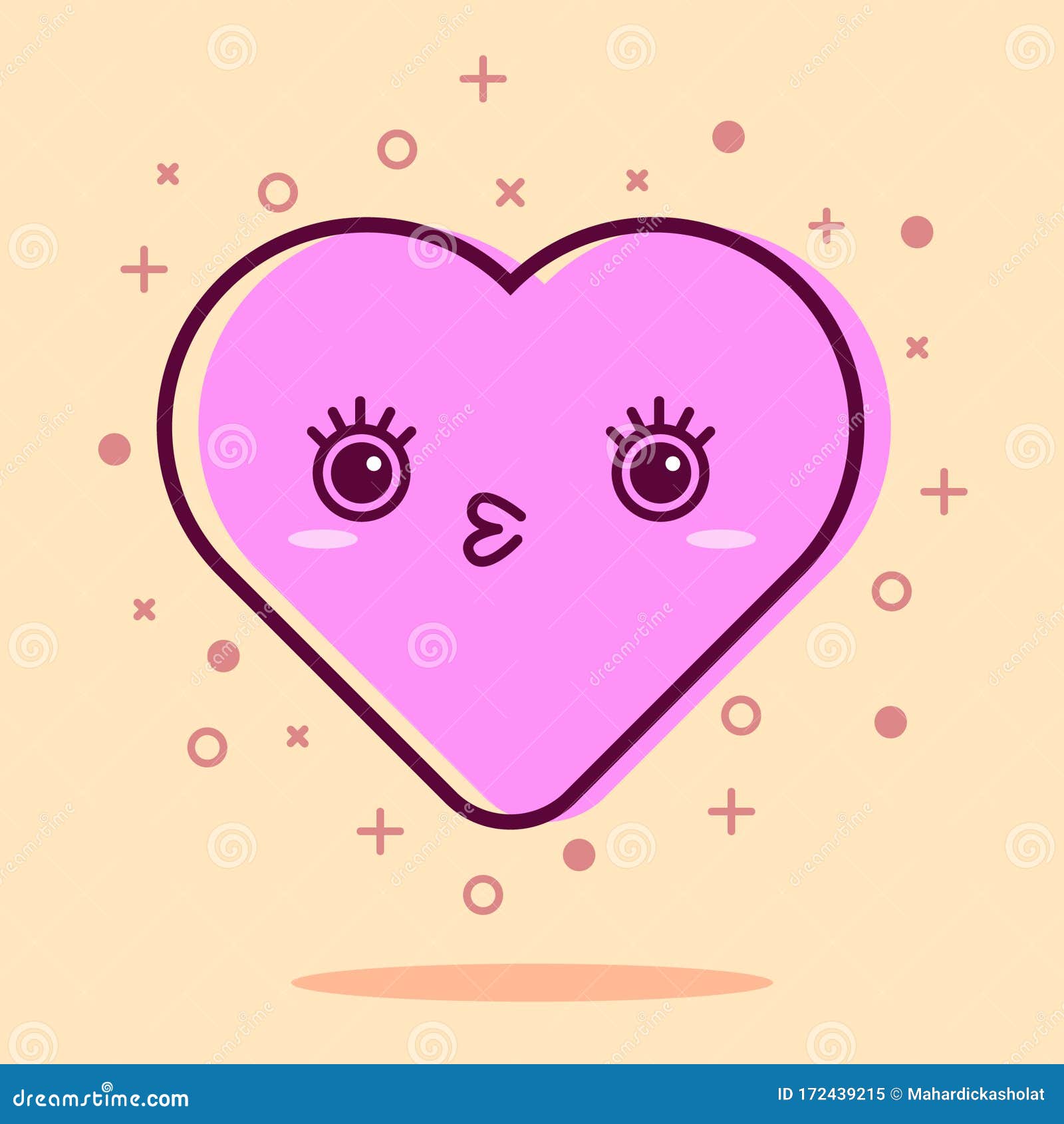 Heart Cartoon. Cute Love Logo Vector. Kawaii Design. Doodle Style ...