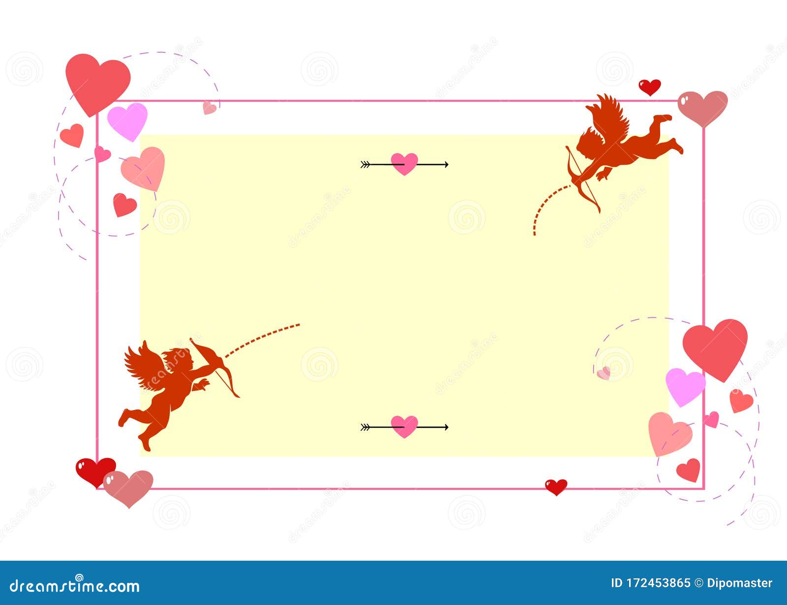 A Background Template with Cute Cupids for Valentine Stock Illustration ...