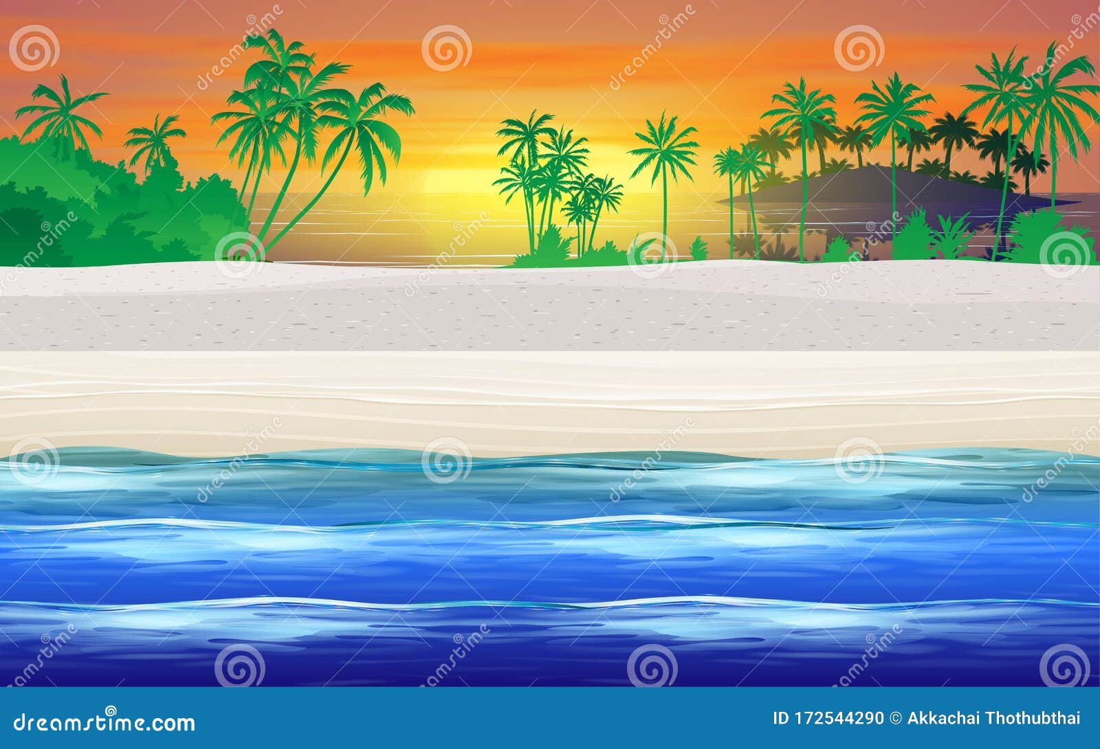 View of sea in the morning stock vector. Illustration of ocean - 172544290