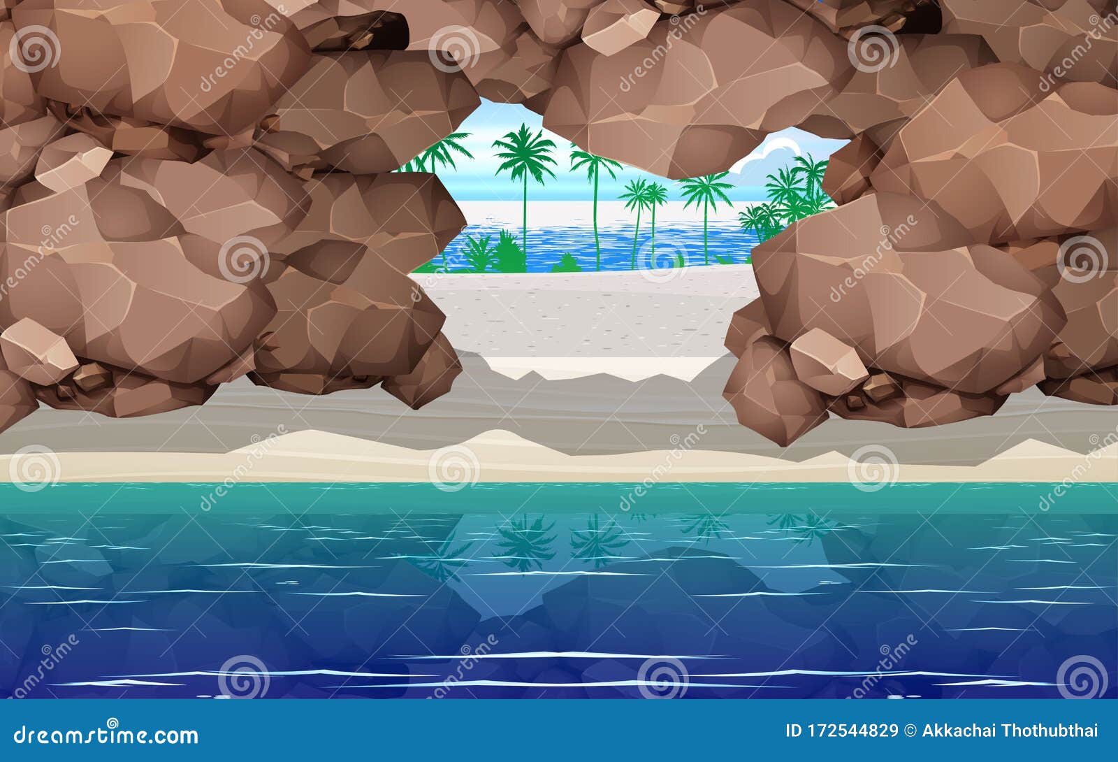 View of sea in the morning stock vector. Illustration of beach - 172544829