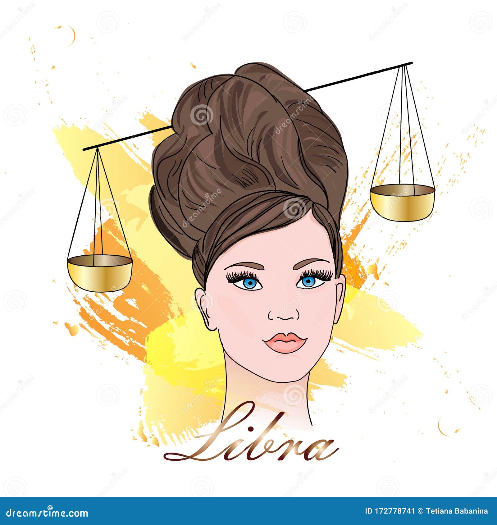 Zodiac Sign Libra is Drawn by a Girl in a Watercolor Style. Stock ...