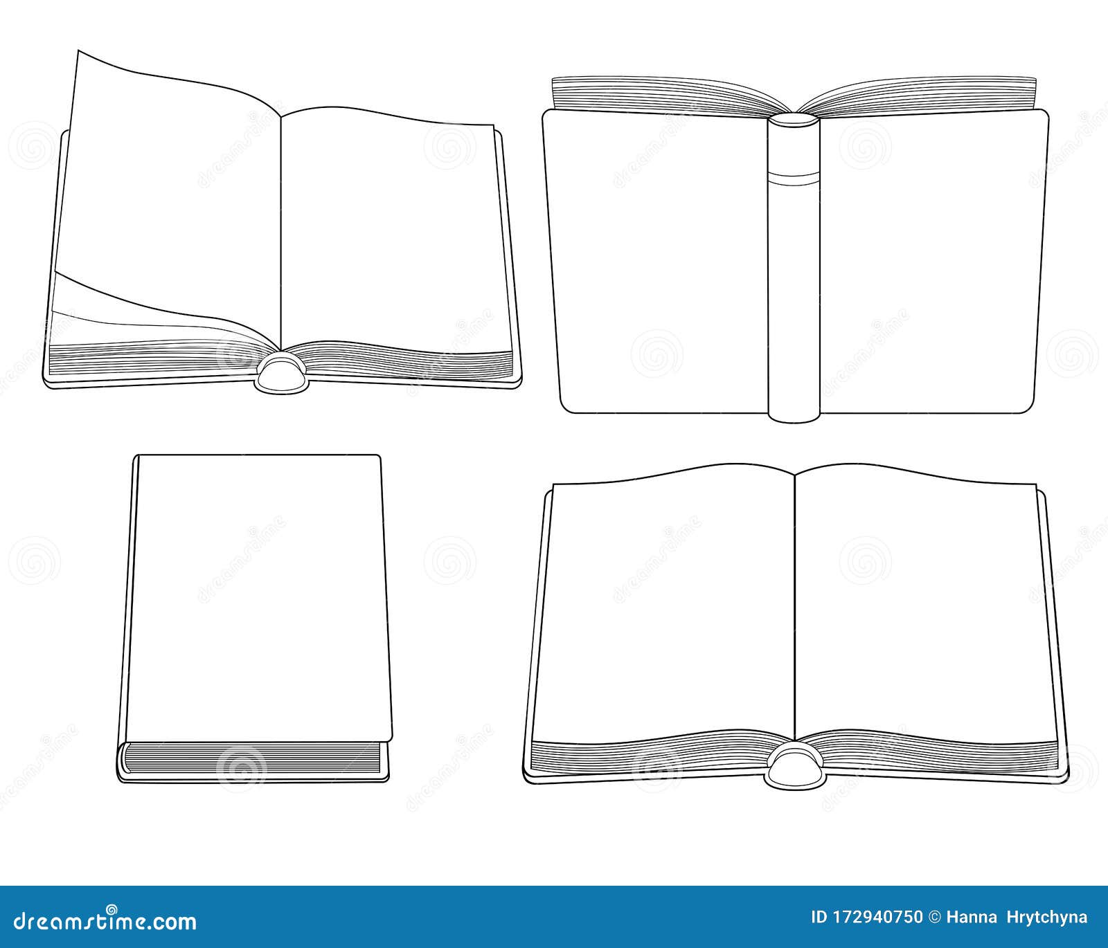 Books. Set of Four Different Books - Linear Vector Pictures for ...