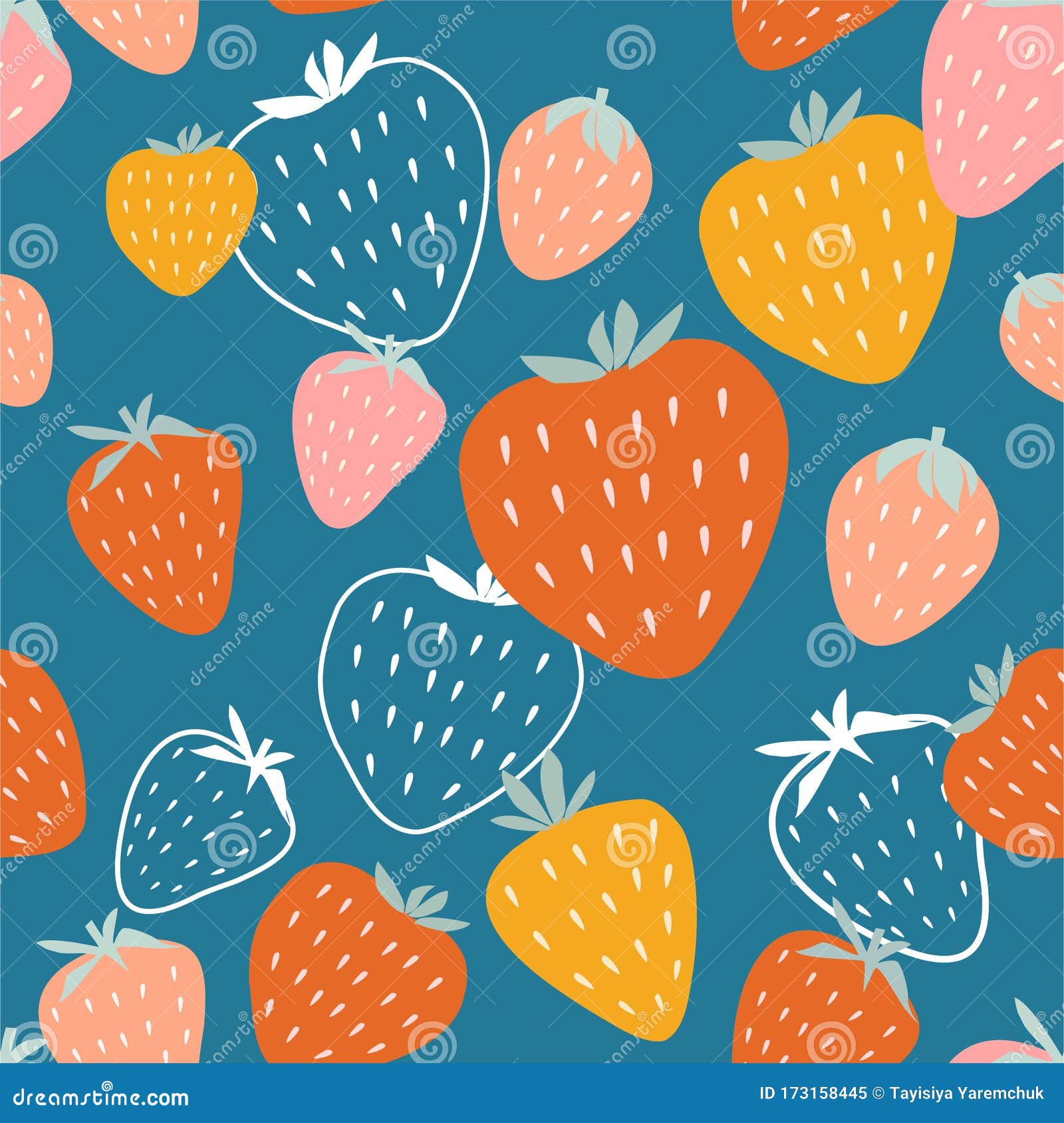 Strawberry Abstract Seamless Pattern. Vector Color Design. Stock ...