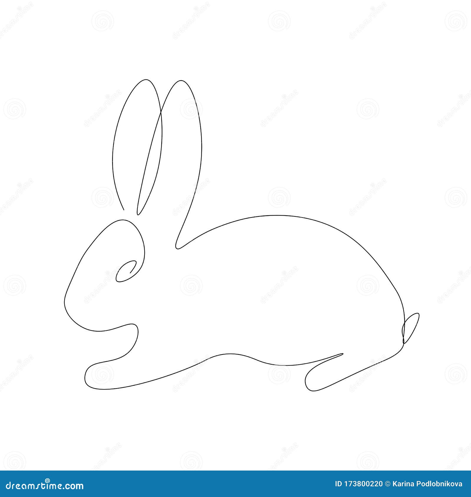 Easter Bunny Line Drawing, Vector Illustration Stock Vector ...