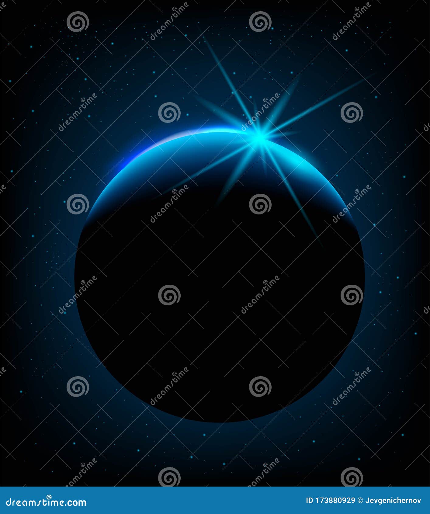 Realistic Shiny Blue Planet in Space with Stars Stock Vector ...