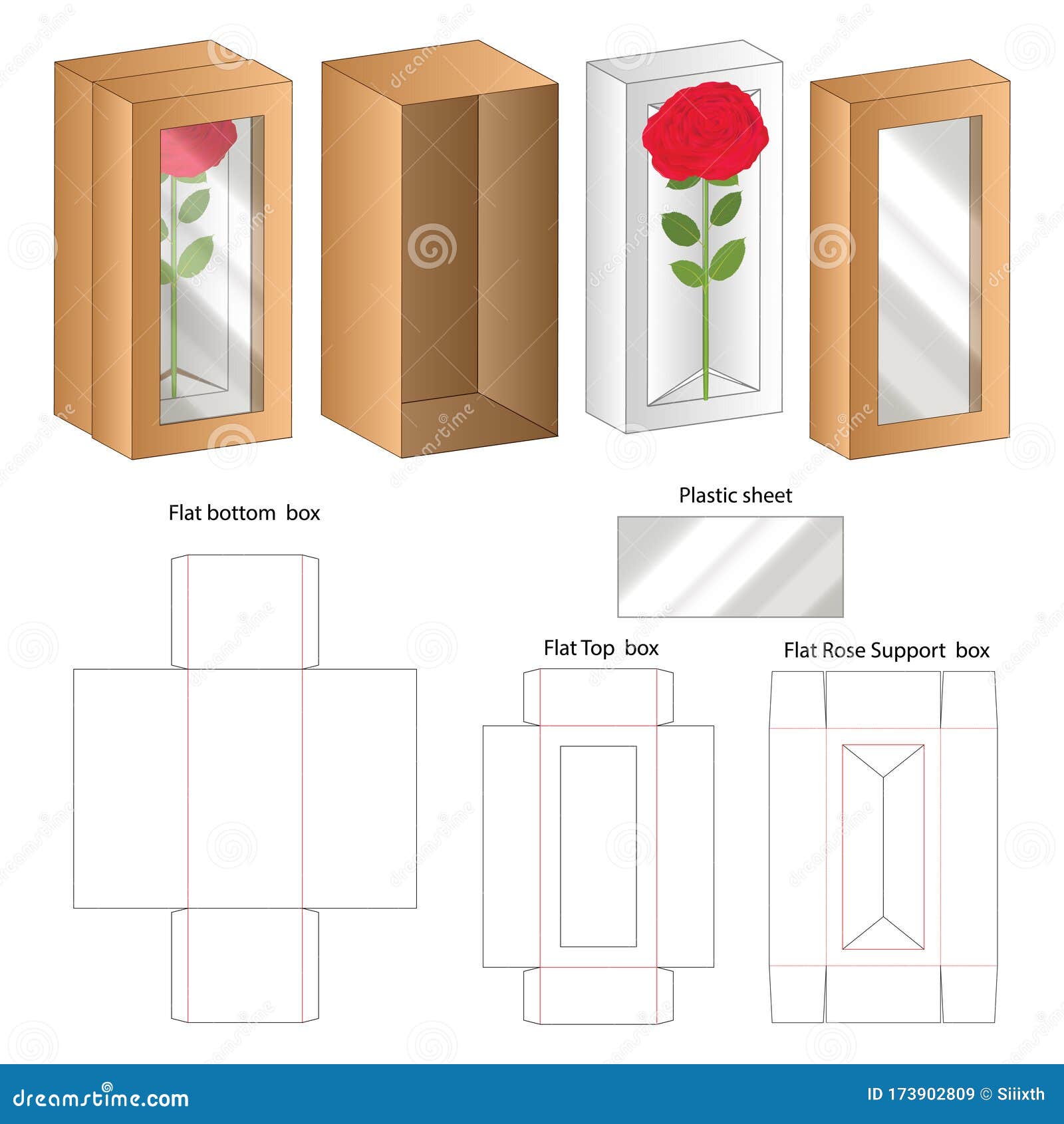 Flower Box Packaging Die Cut Template Design Stock Vector ...