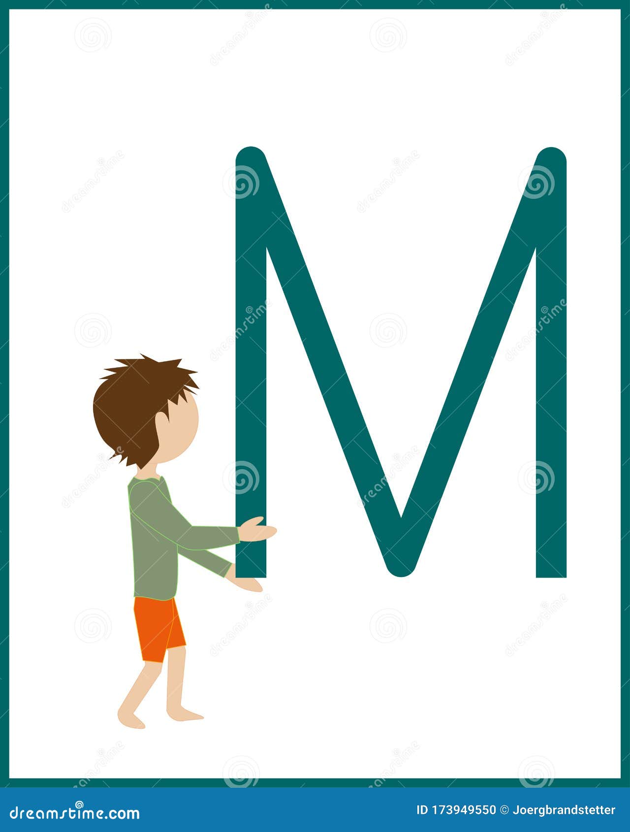 Boy with the Letter M in His Hands Stock Vector - Illustration of ...