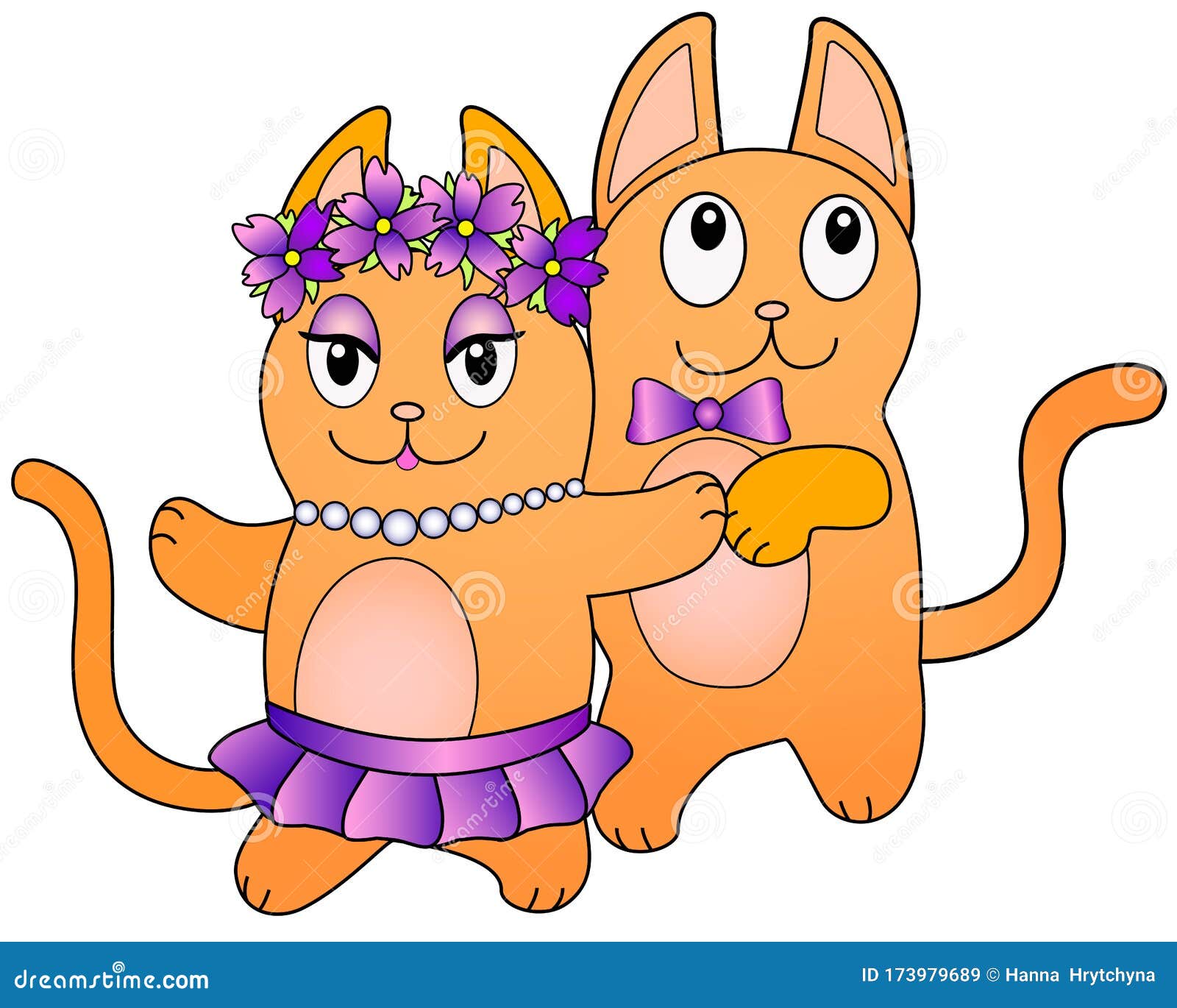 A Pair of Cute Dancing Red Cats - Vector Full Color Picture. Funny Cat ...