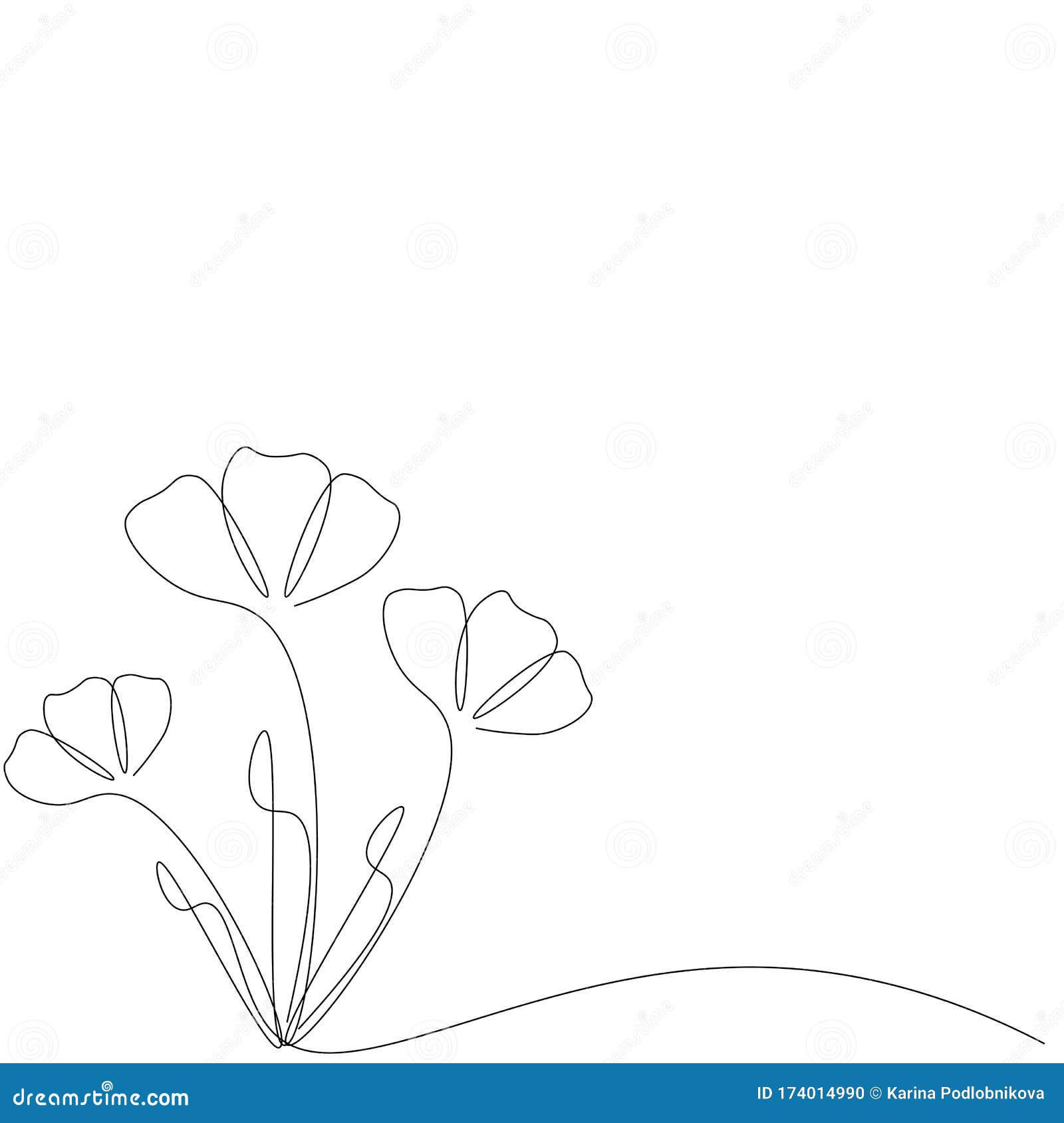 Spring Flowers Line Drawing Vector Illustration Stock Vector ...